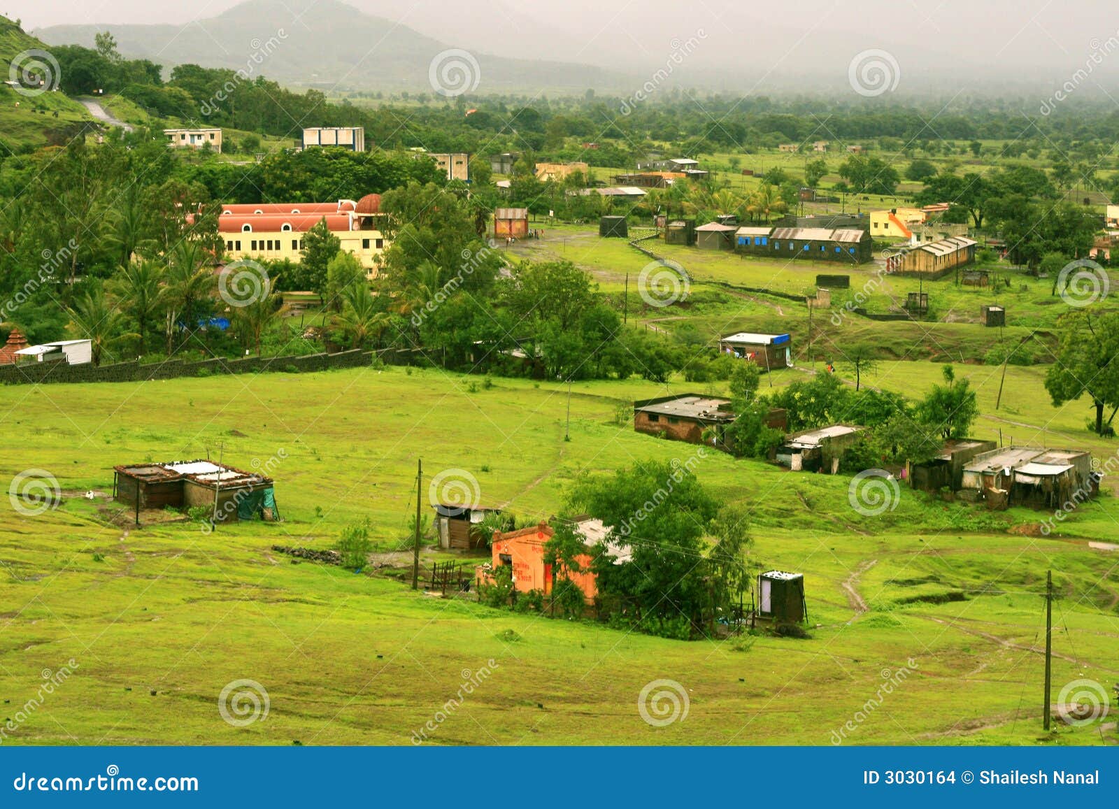 Indian Village in Countryside Stock Photo - Image of distance, recedes ...