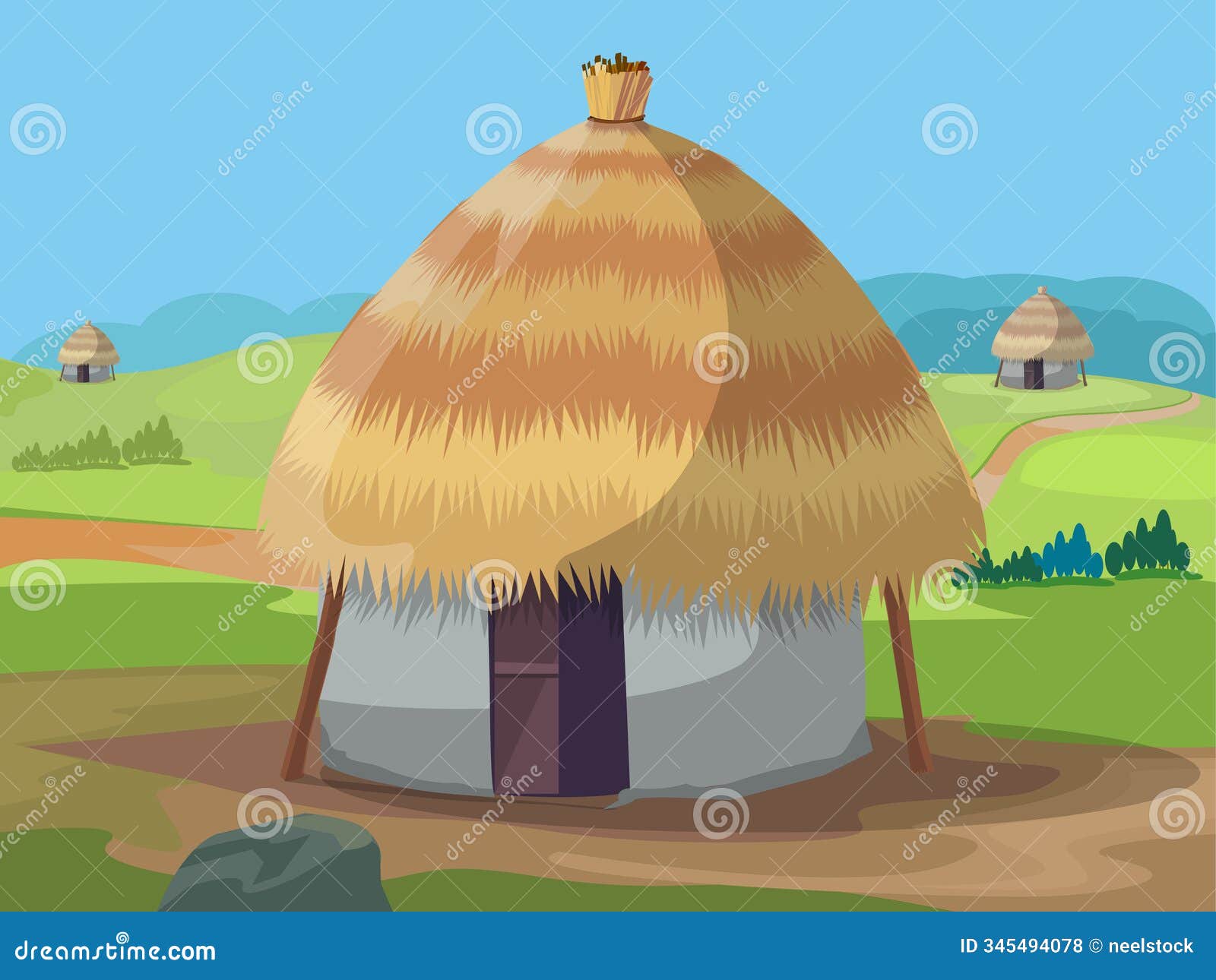 Indian village hut house stock vector. Illustration of village - 345494078