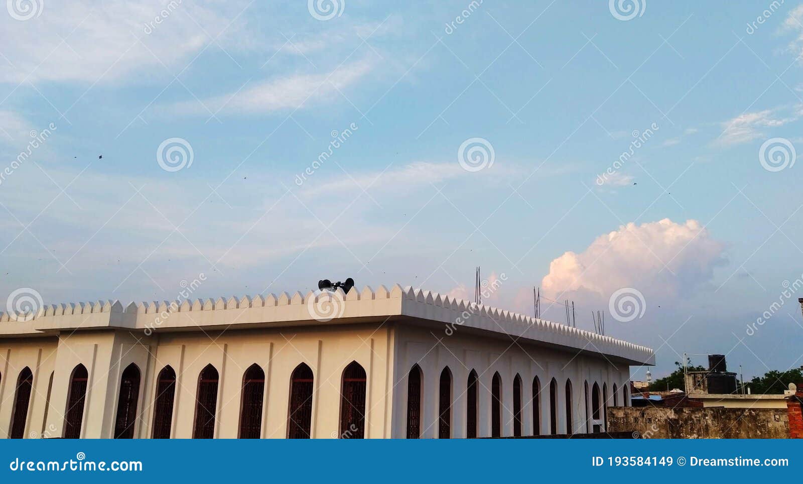 Indian Village Mosque with Beautiful Cloud and Sky Stock Image - Image ...