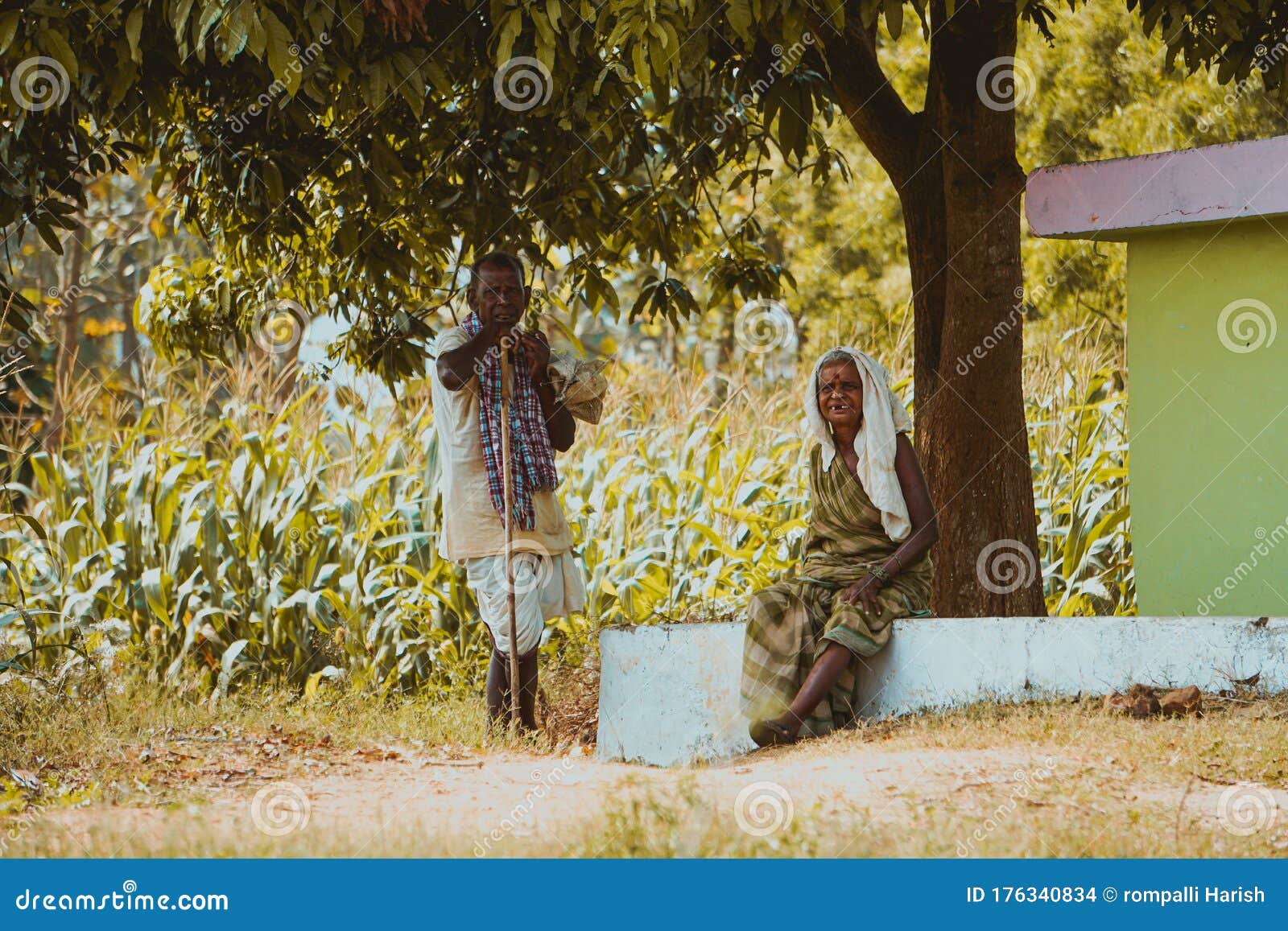 Indian Village Old Couple Indian Village Old Couple Editorial Stock