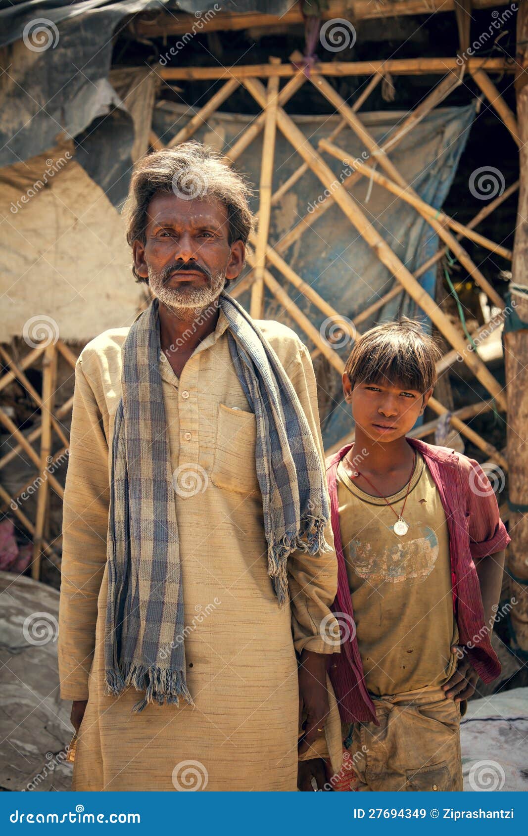 Indian Villager Man with Son Editorial Stock Image - Image of person ...