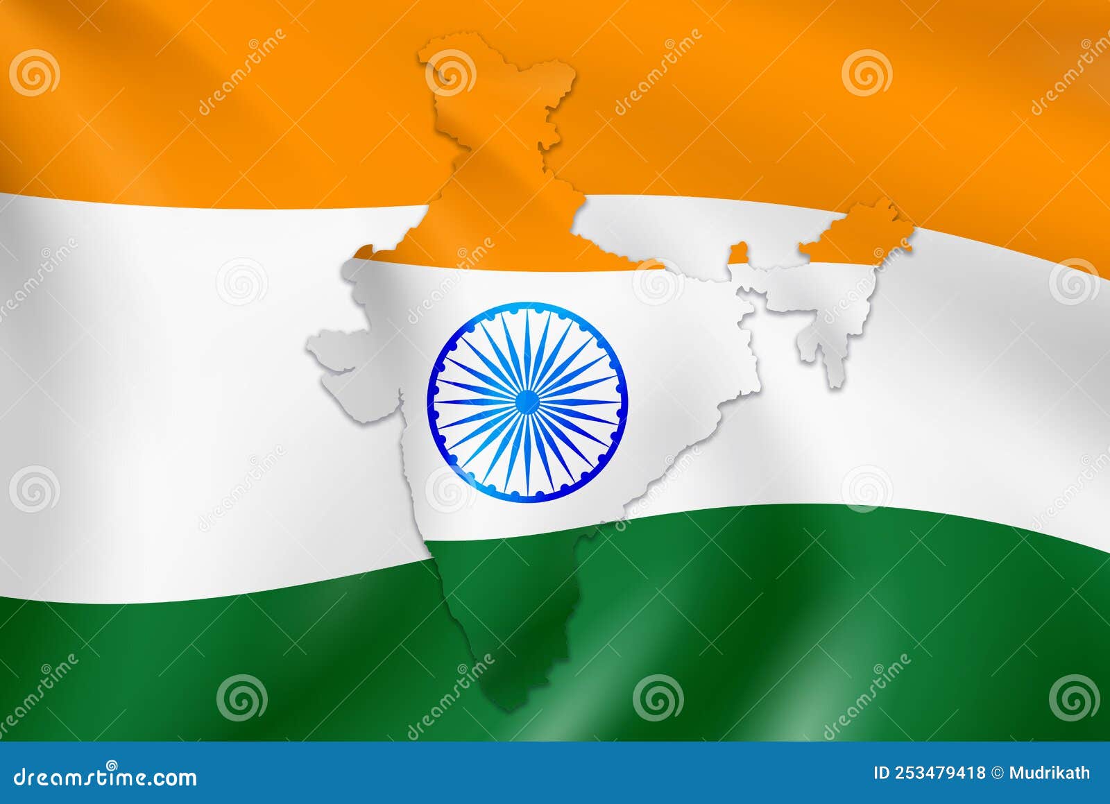 Indian Waving Flag Banner. India Independence Day Poster. The 15th Of ...