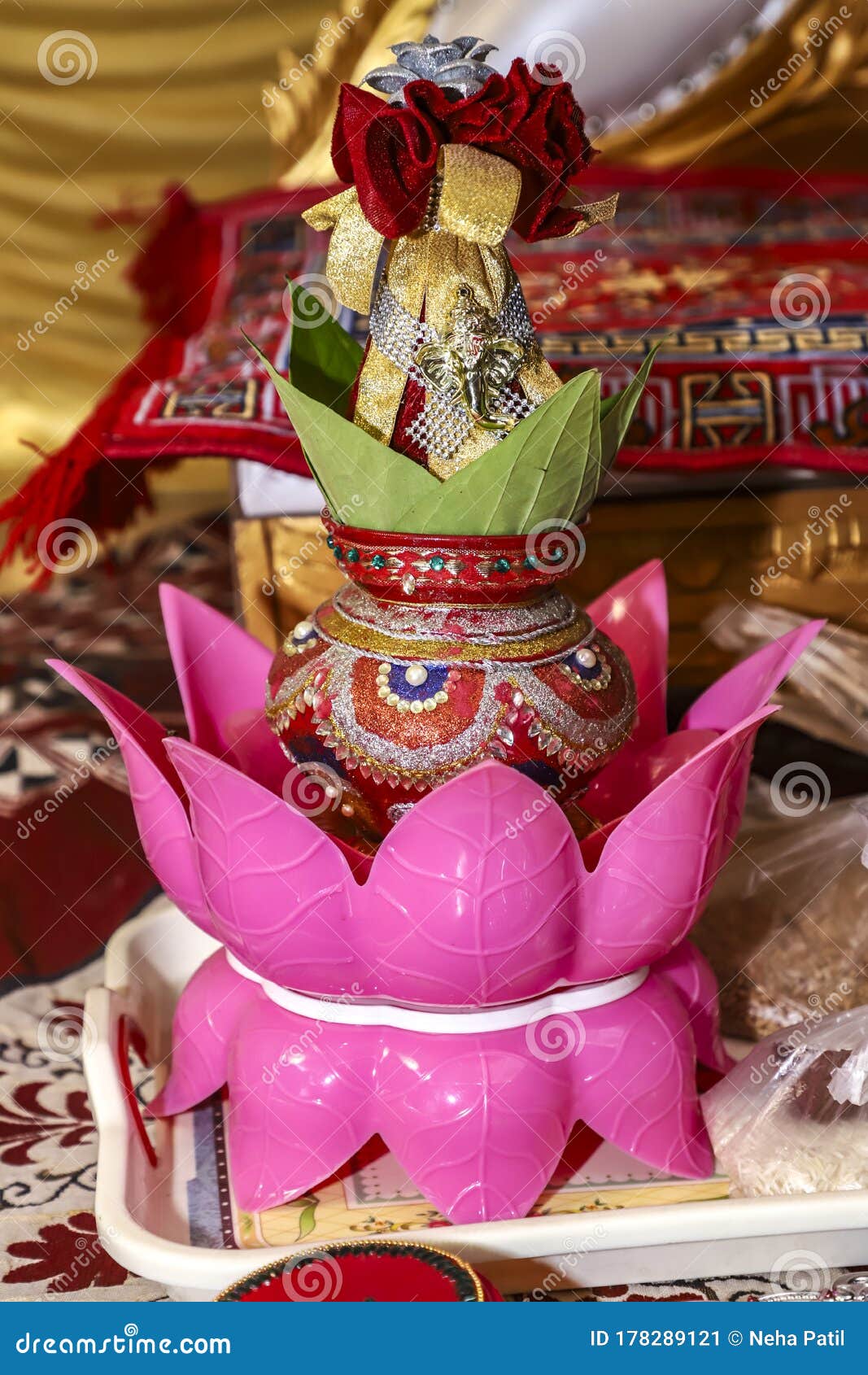 Indian Wedding Ceremony : Decorative Coper Kalash Stock Image - Image ...