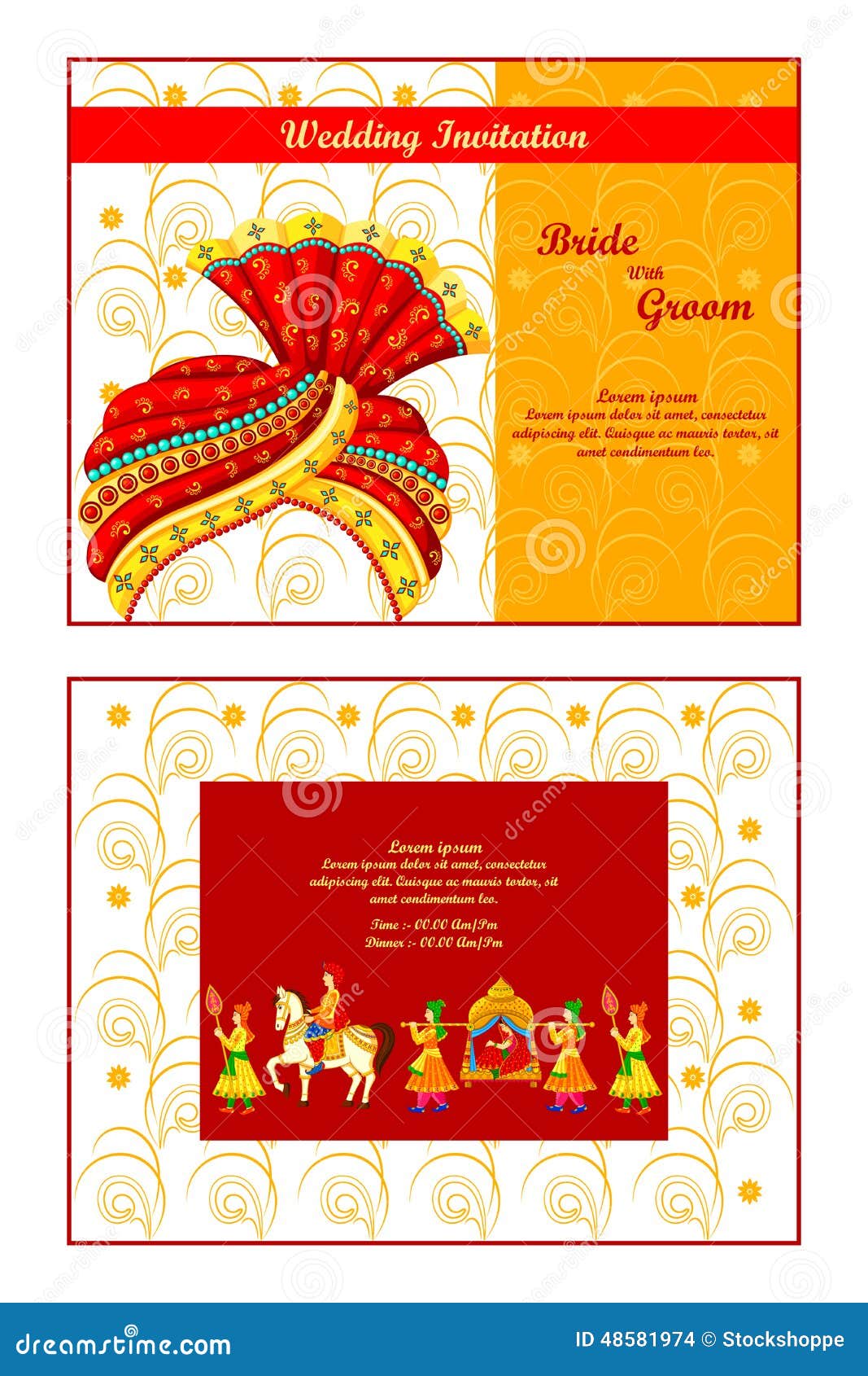 Indian Wedding Invitation Card Stock Vector - Illustration of culture ... Indian Wedding Invitation Card Stock Vector - Illustration of culture ...