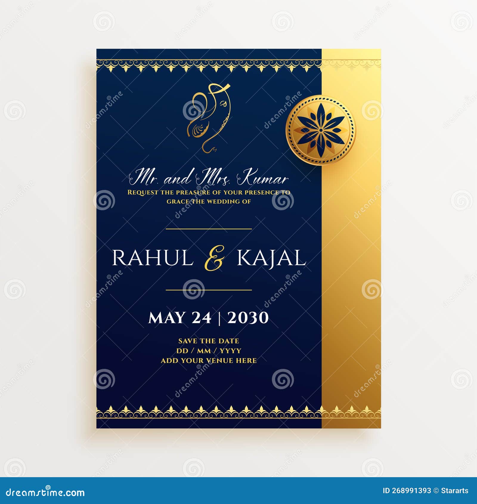 Indian Wedding Post Card for the Marriage Celebration Stock Vector ...