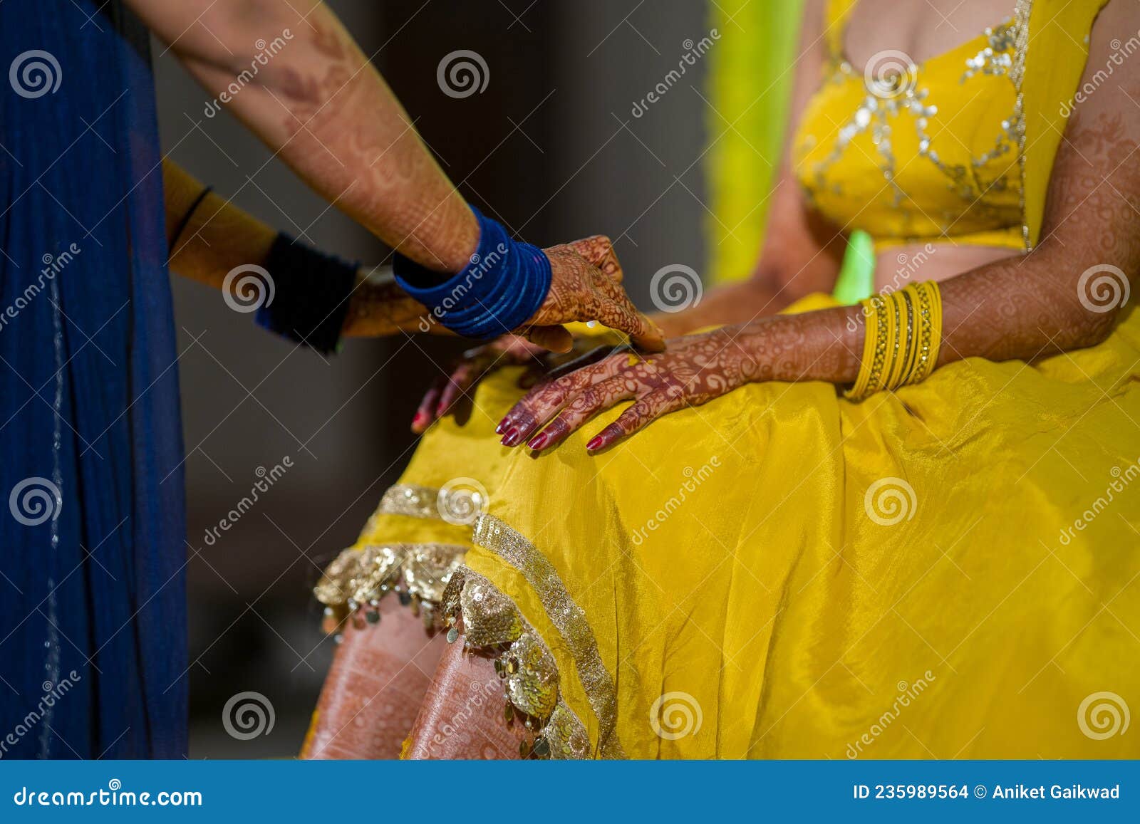 Indian Wedding Rituals Haldi Ceremony Stock Photo - Image of costume ...