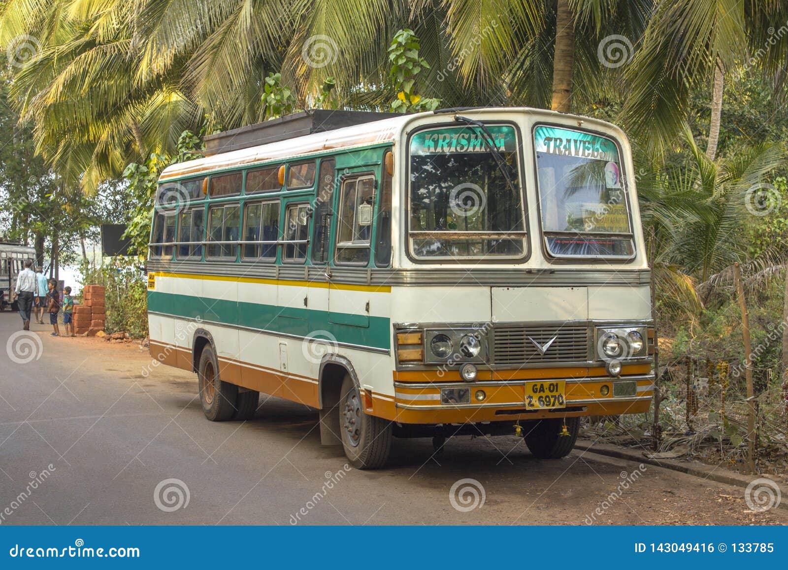 Indian White Bus Parked on a Background of Palm Trees Editorial Photo ...