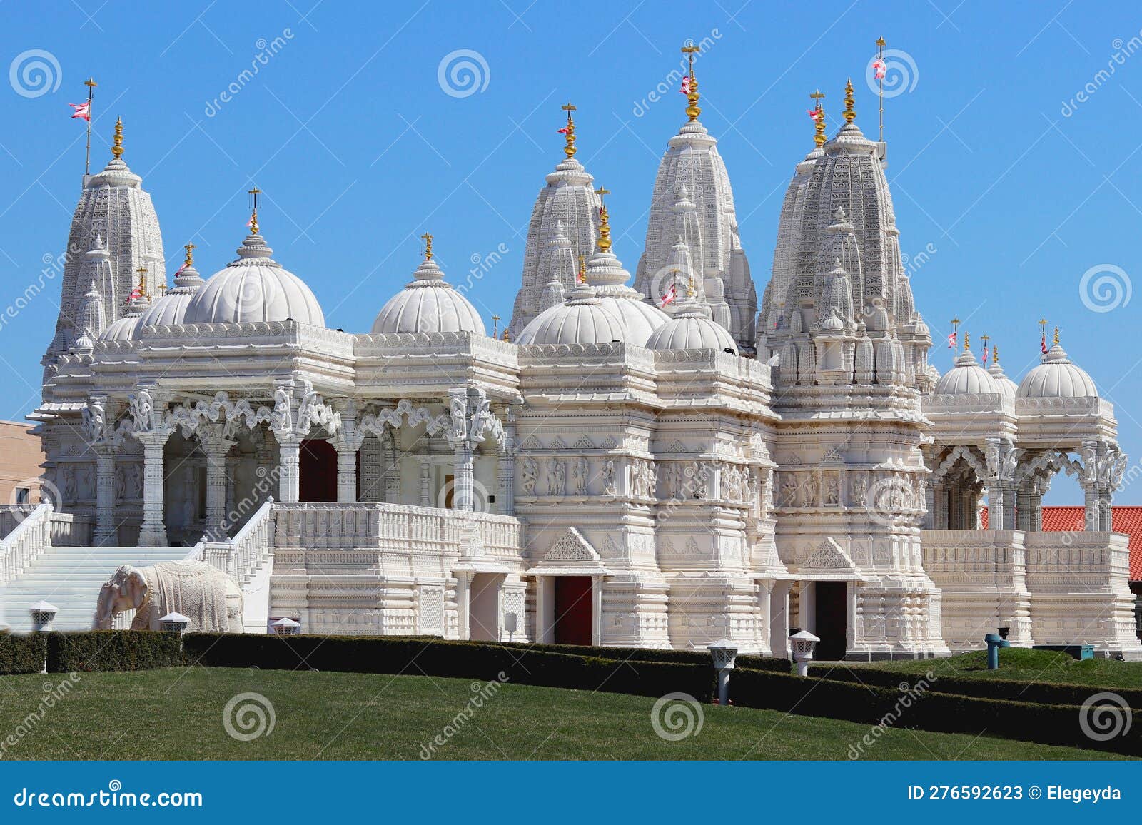 Indian White Temple with Blue Sky. Hindu Temple. Stock Image - Image of ...