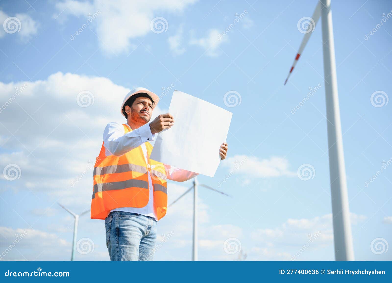 Indian Windmill Engineer Inspection and Progress Check Wind Turbine ...