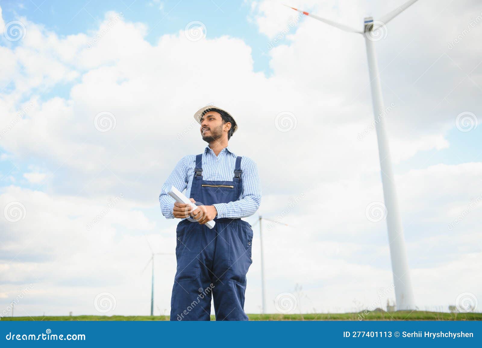 Indian Windmill Engineer Inspection and Progress Check Wind Turbine ...