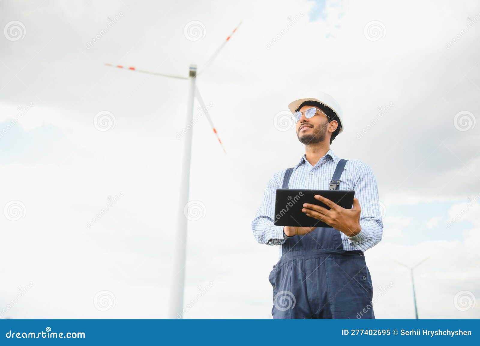 Indian Windmill Engineer Inspection and Progress Check Wind Turbine ...