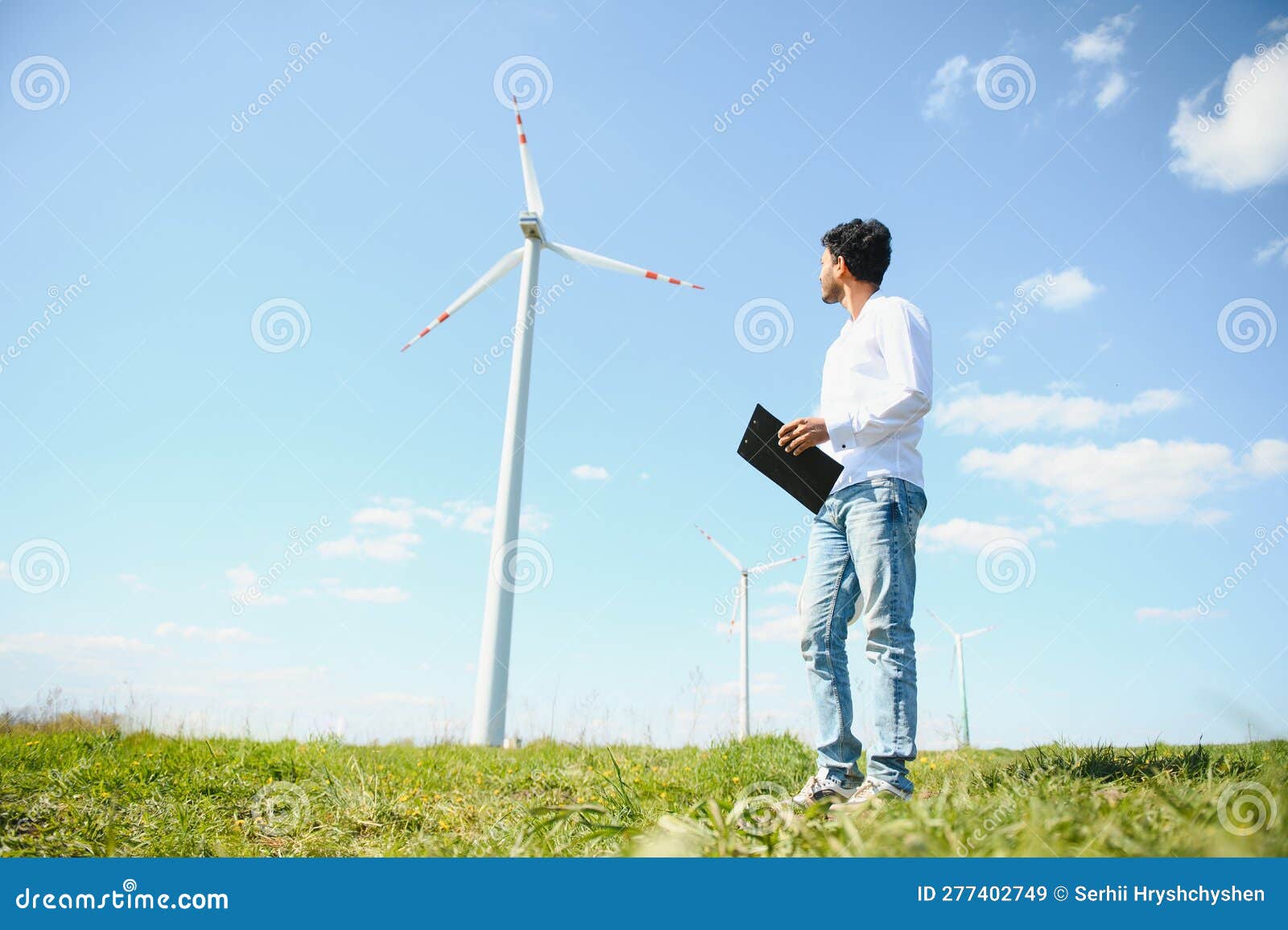 Indian Windmill Engineer Inspection and Progress Check Wind Turbine ...