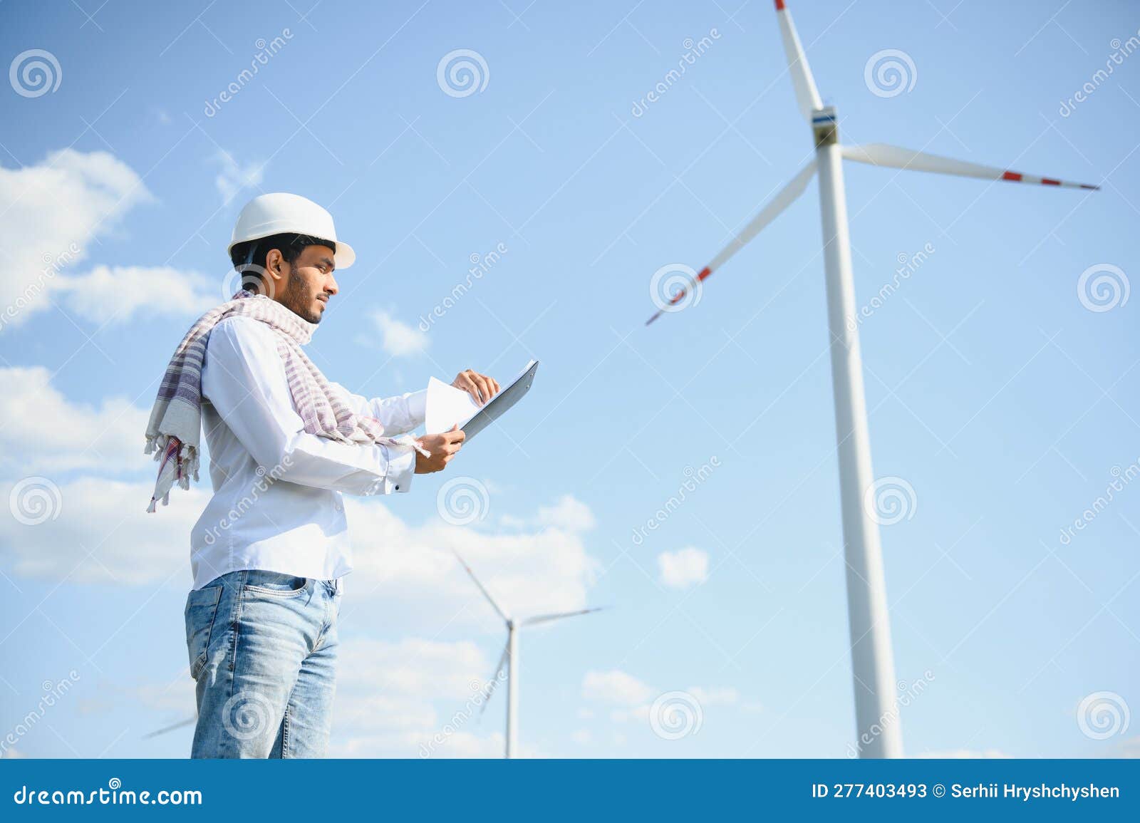 Indian Windmill Engineer Inspection and Progress Check Wind Turbine ...