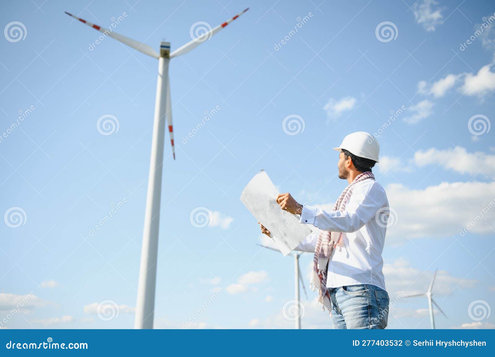 Indian Windmill Engineer Inspection and Progress Check Wind Turbine ...