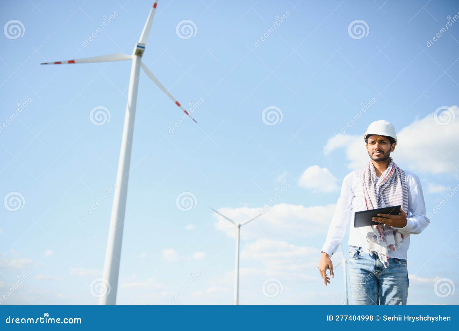 Indian Windmill Engineer Inspection and Progress Check Wind Turbine ...