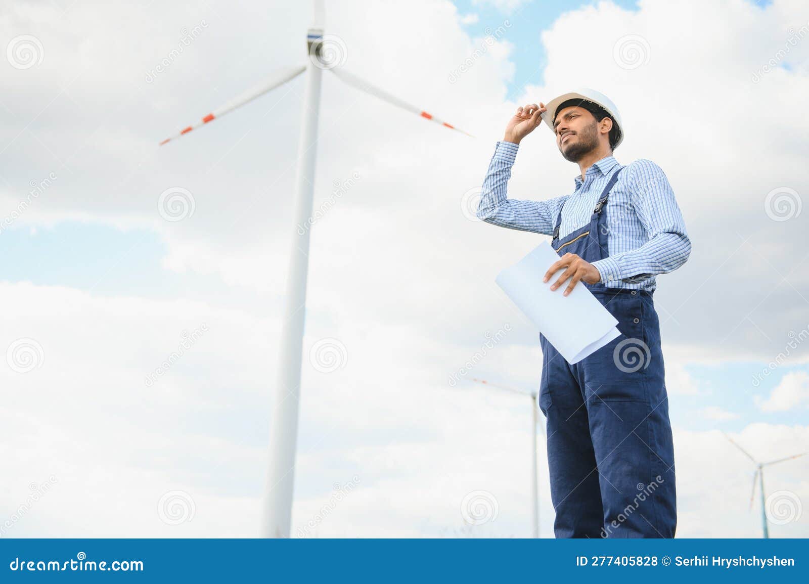 Indian Windmill Engineer Inspection and Progress Check Wind Turbine ...