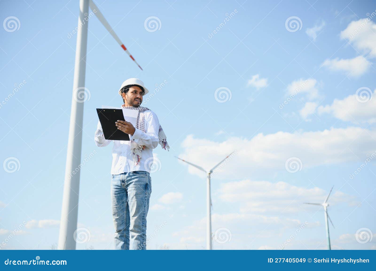 Indian Windmill Engineer Inspection and Progress Check Wind Turbine ...