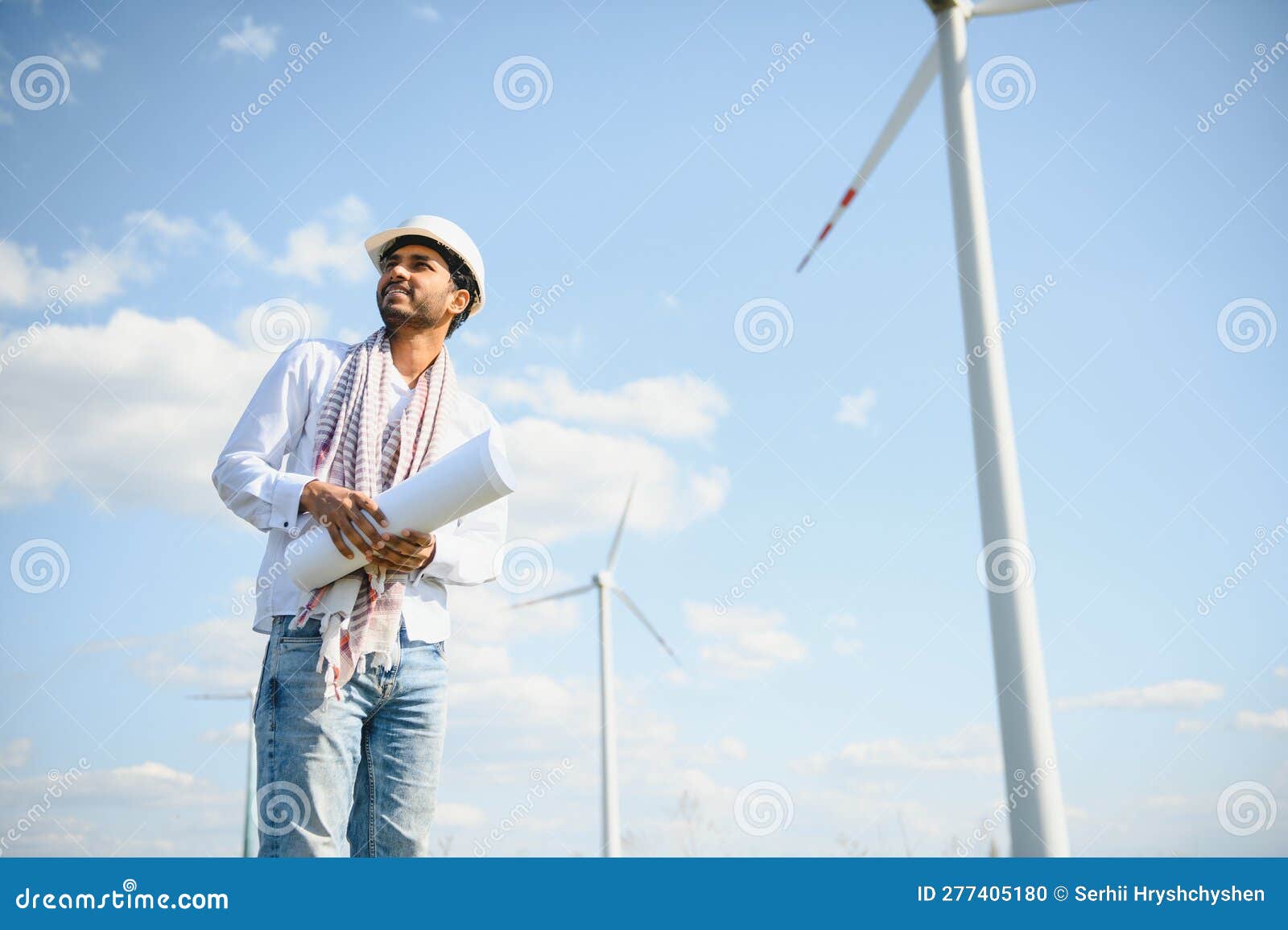 Indian Windmill Engineer Inspection and Progress Check Wind Turbine ...