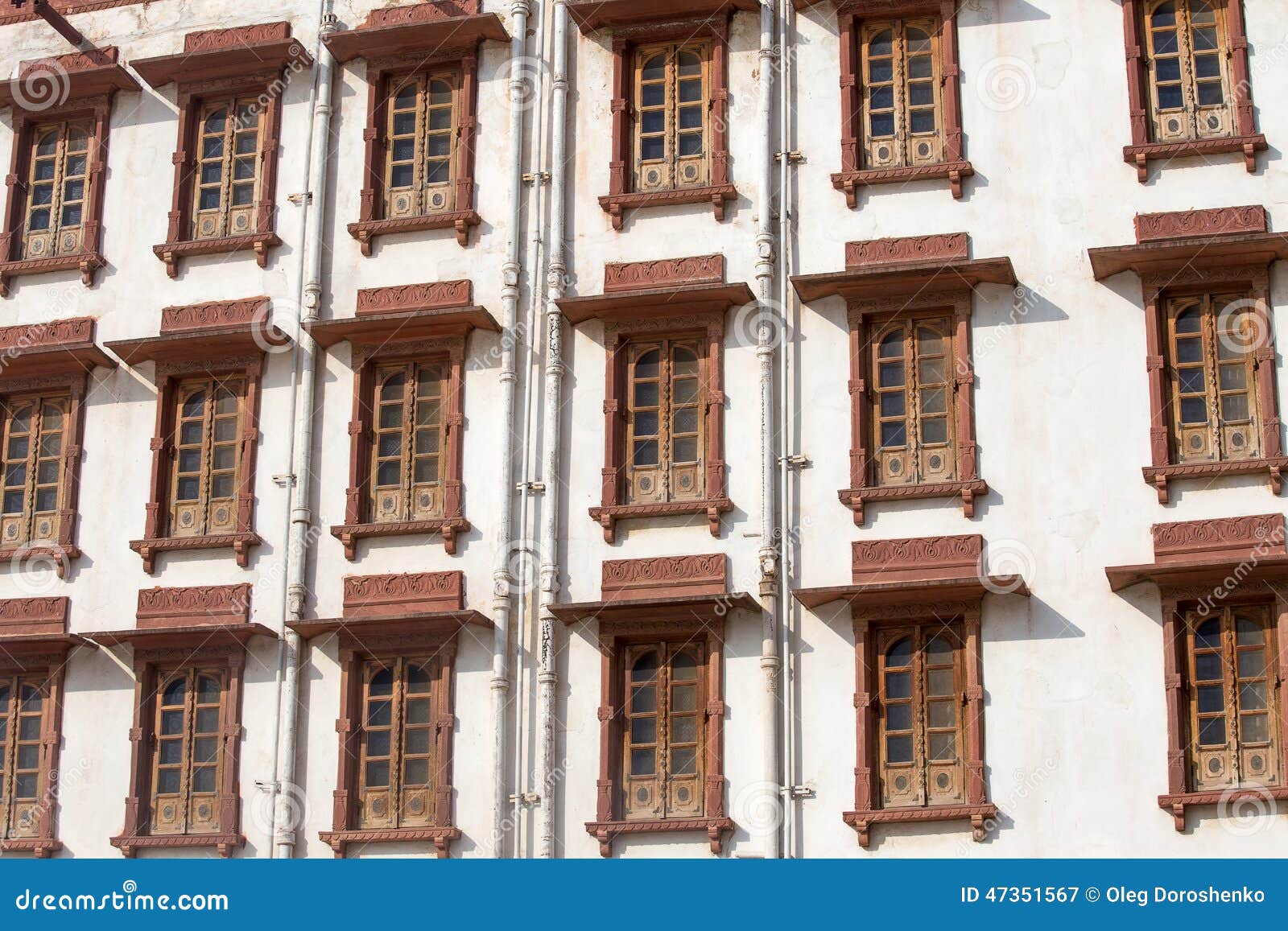 Indian Windows on the Facade in Rajasthan, India Stock Image - Image of ...