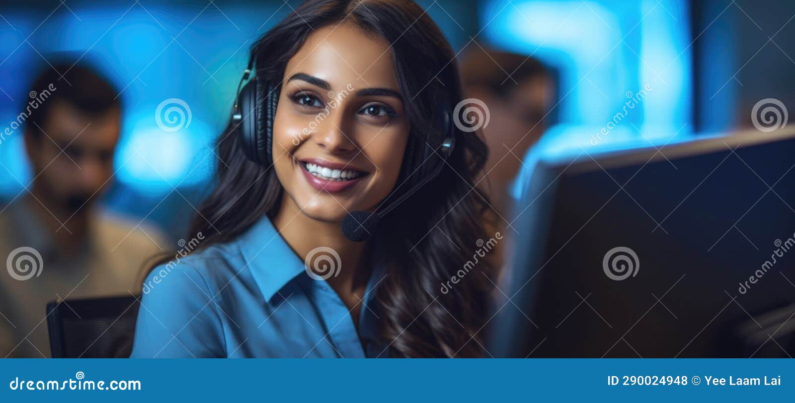 Indian Woman Call Center Customer Support with Headset, Ai Stock ...