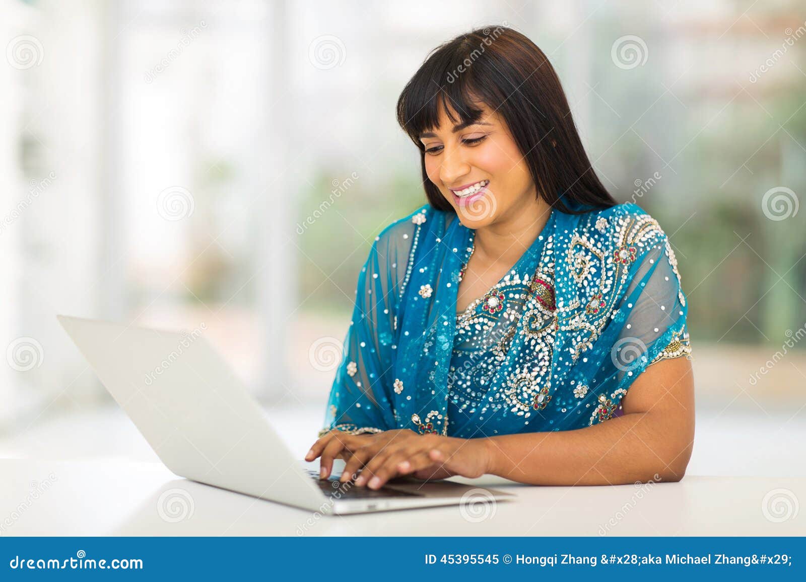 Indian woman computer stock image. Image of confident - 45395545