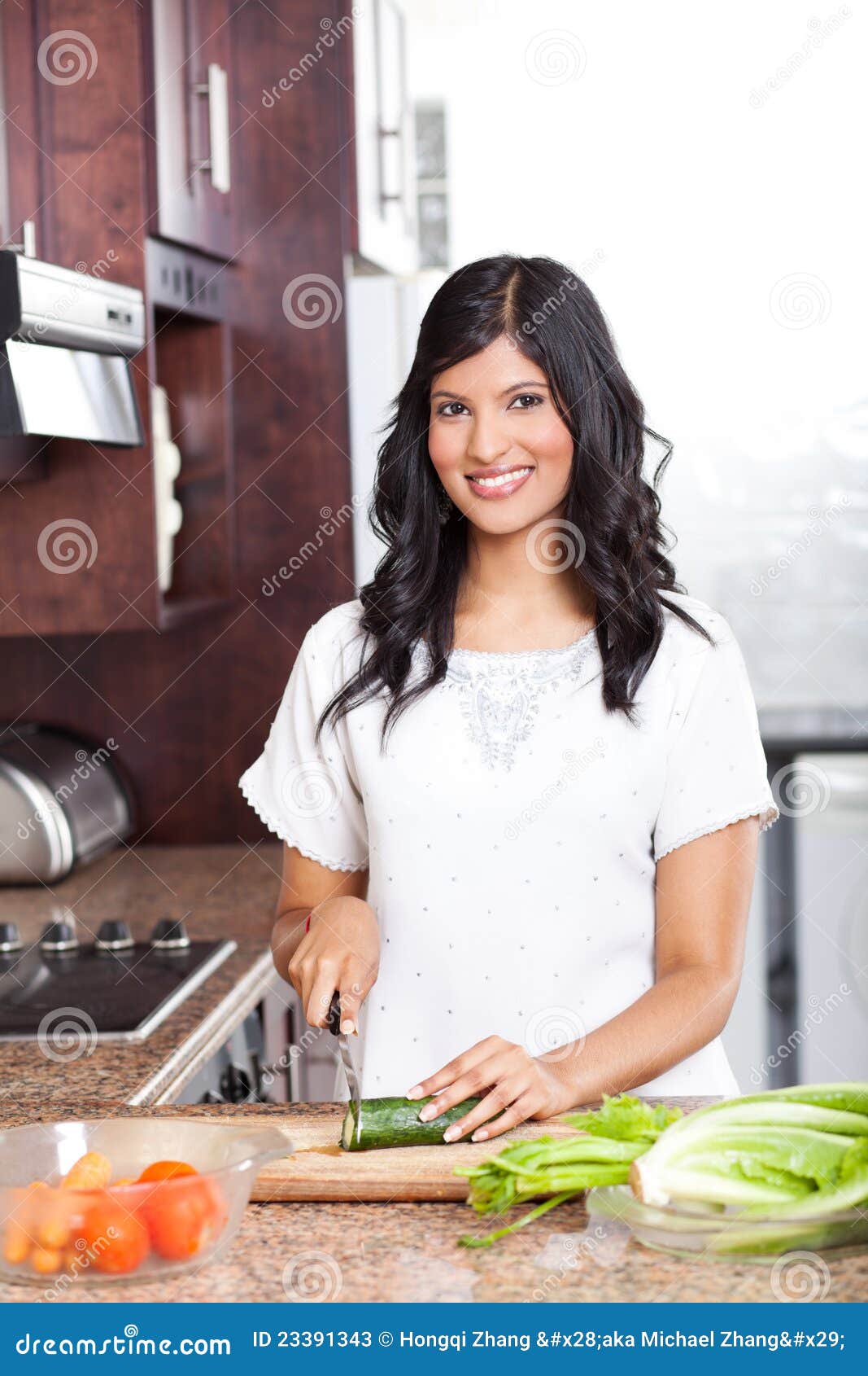 Indian Woman Cooking Stock Image Image Of Happy Female 23391343