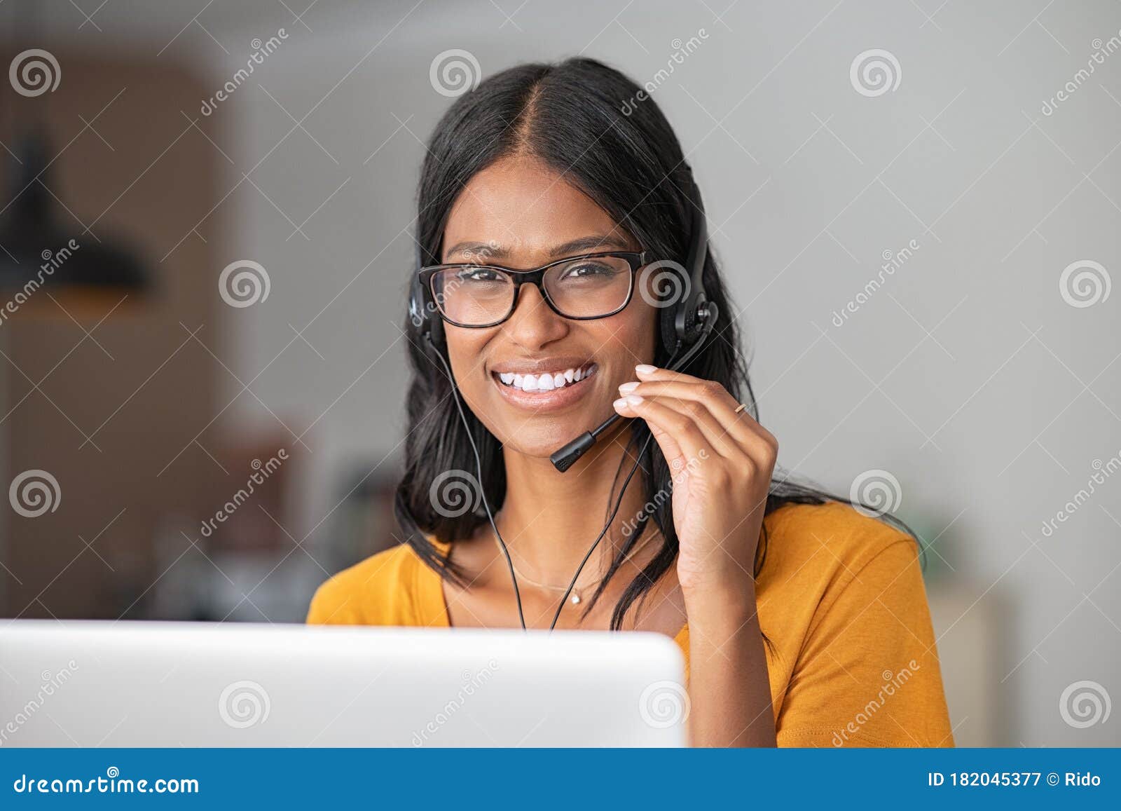 Indian Woman Customer Care Representative Stock Image - Image of middle ...