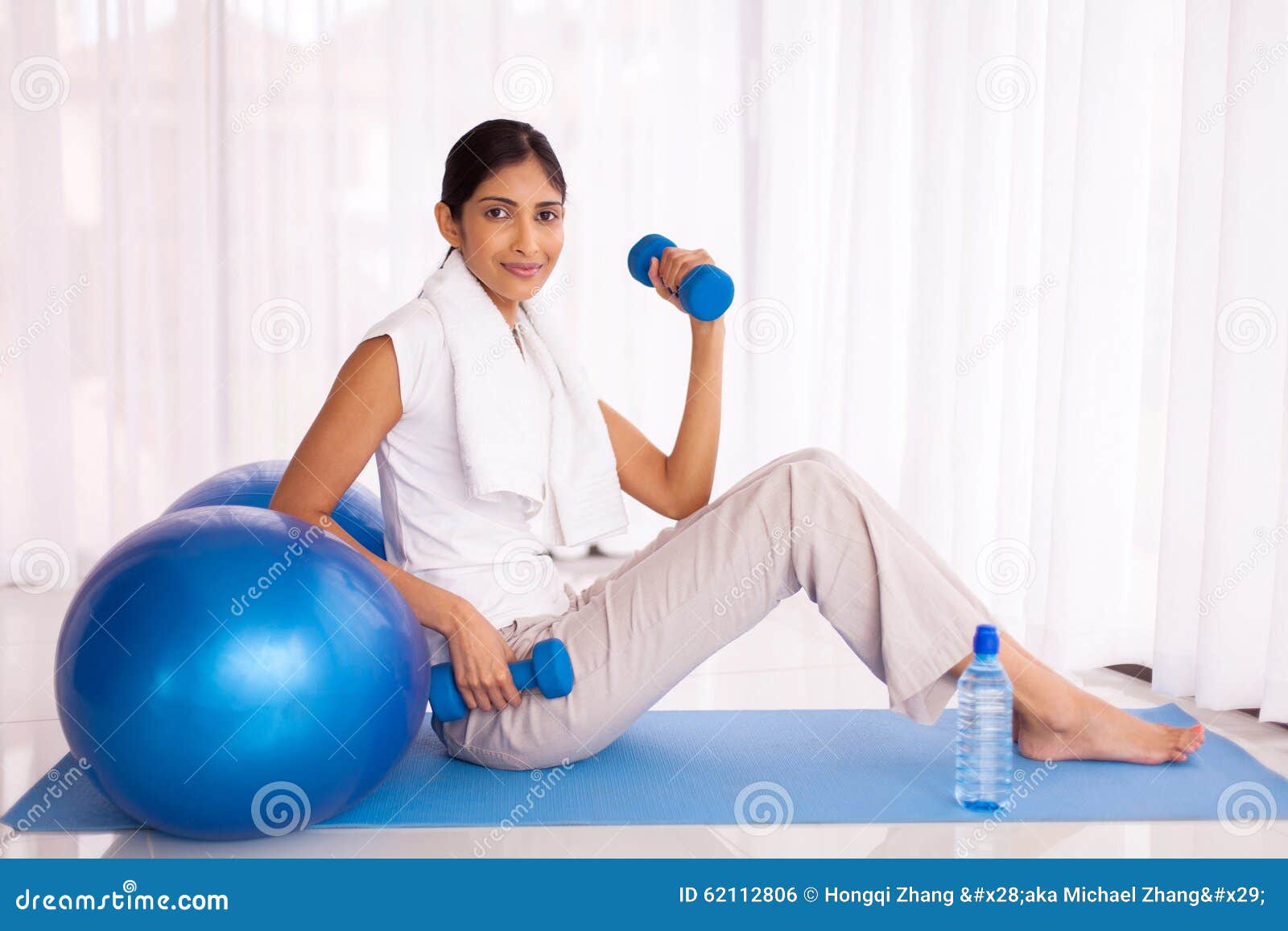 Indian Woman Exercising Home Stock Photo - Image of fitness, house ...