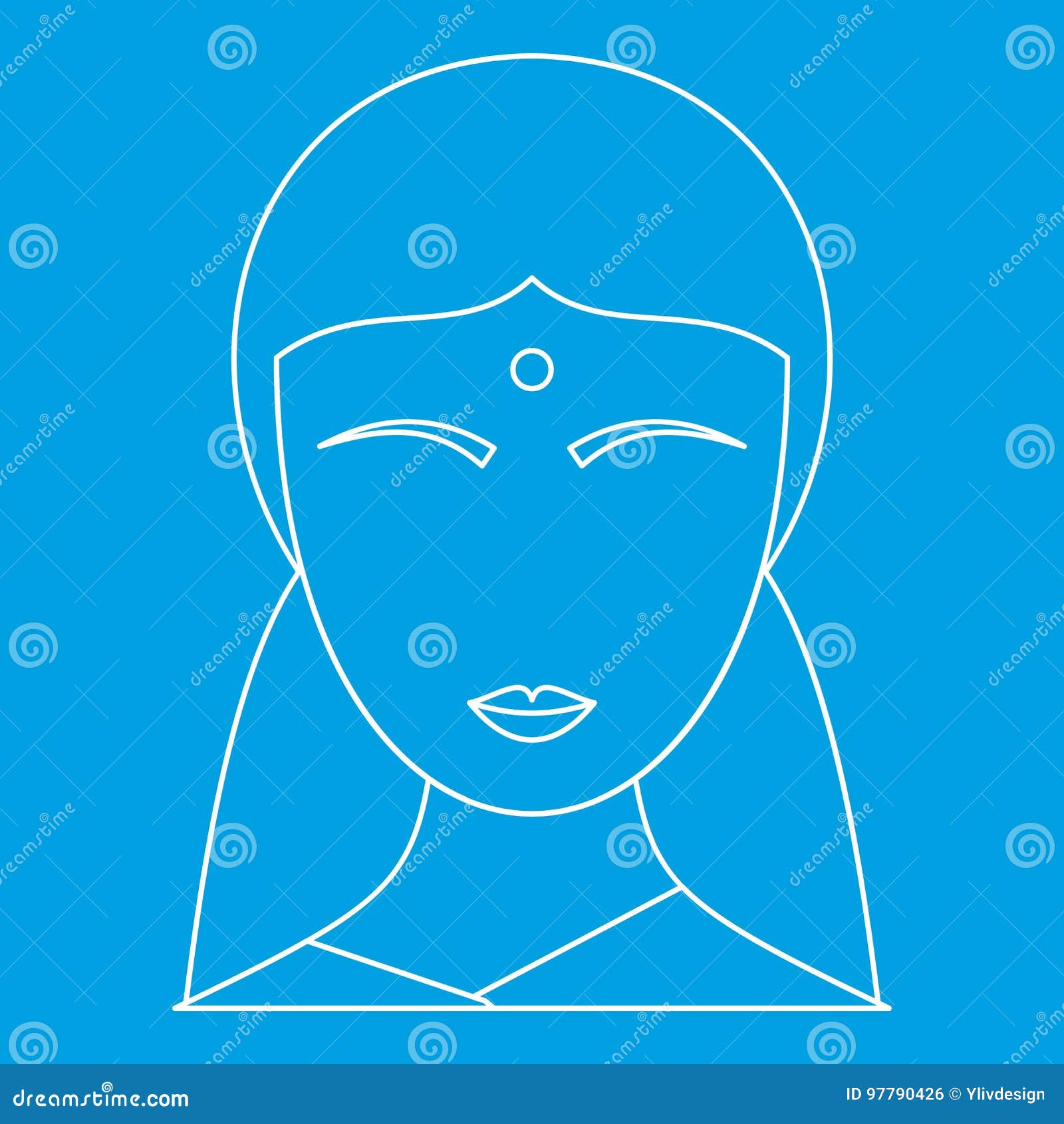 Indian Woman Icon, Outline Style Stock Vector - Illustration of saree ...
