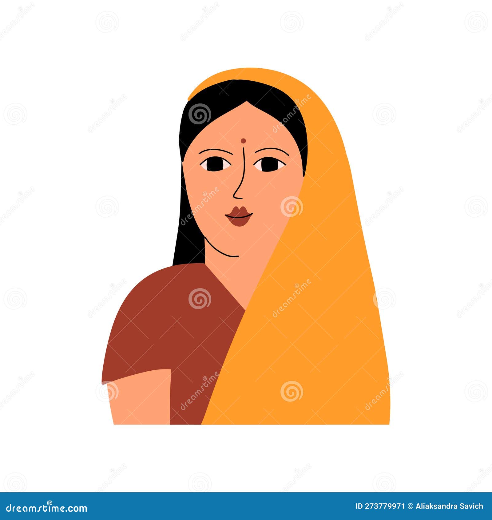 Indian Woman Portrait. Vector Illustration in Flat Style Stock Vector ...