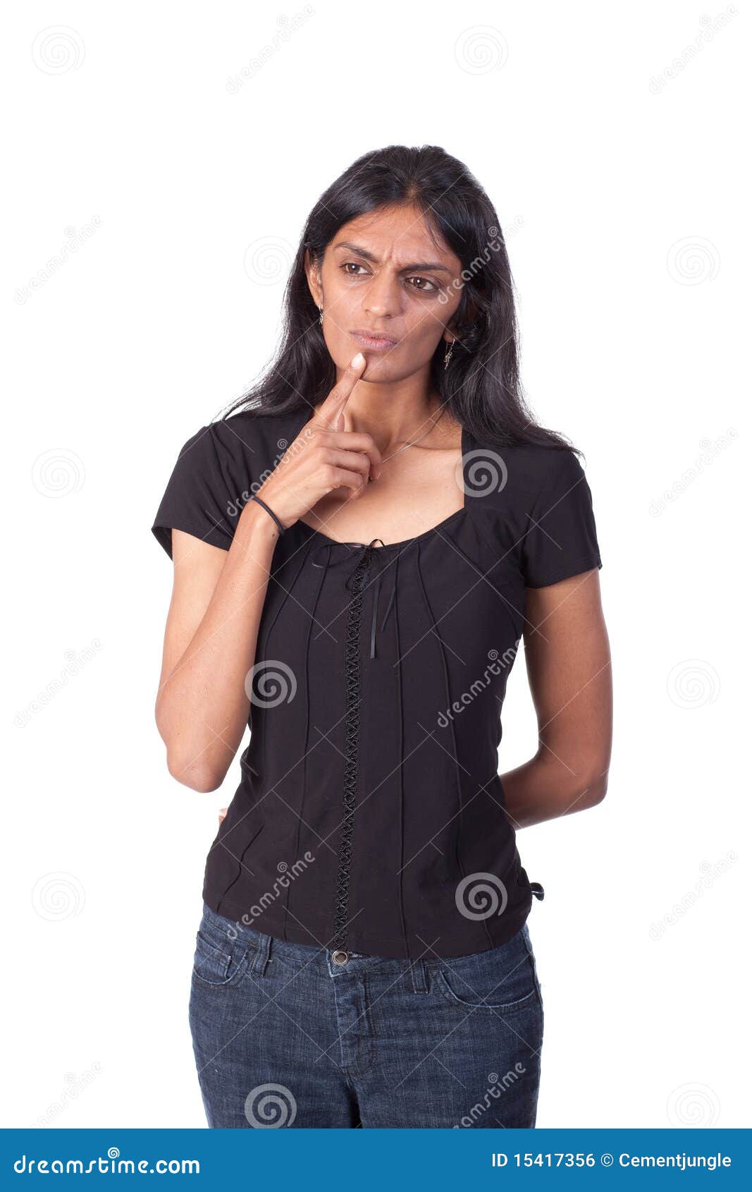 Indian Woman Scratching Her Chin Stock Photo - Image of woman, indian ...
