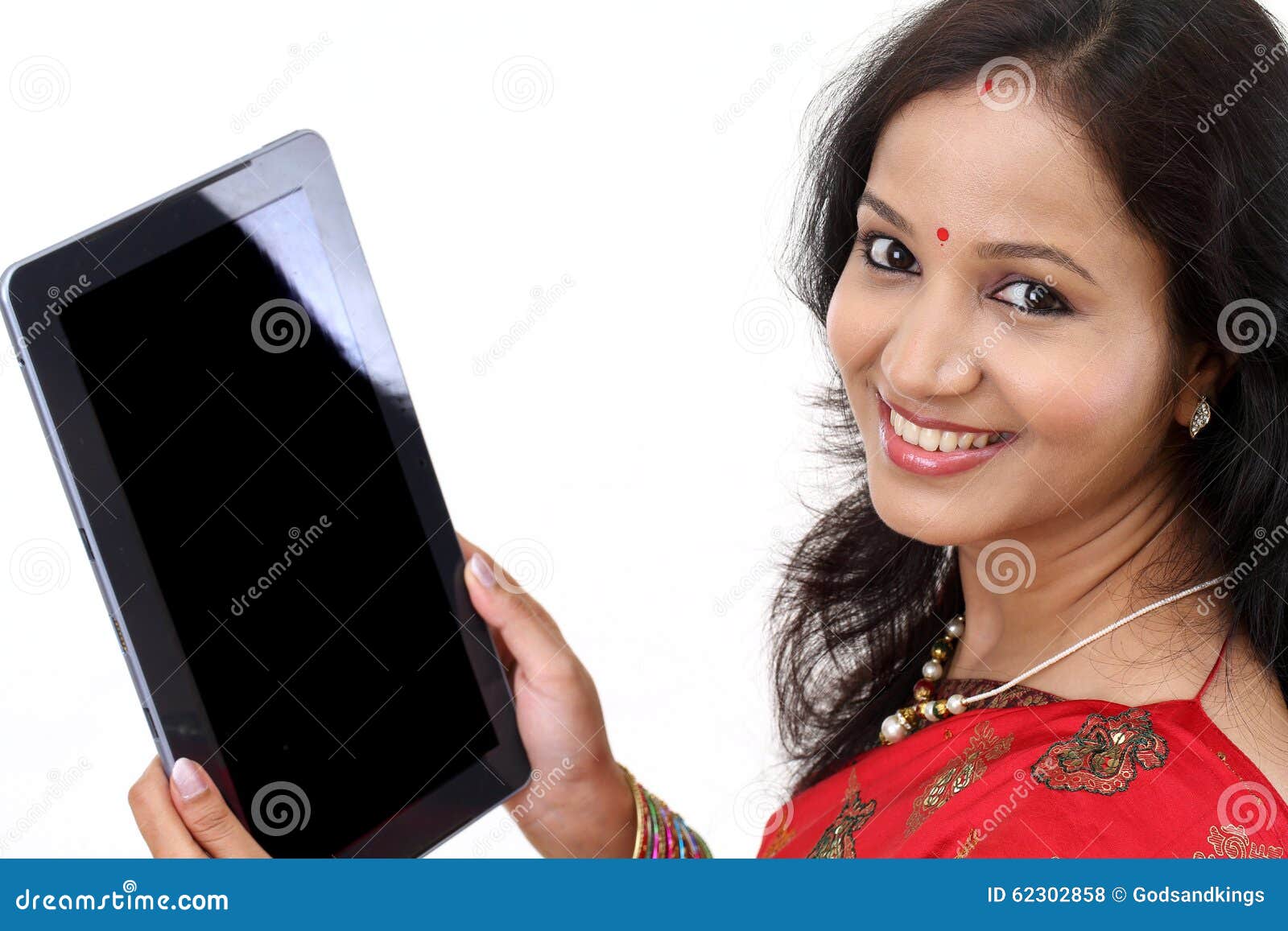 Indian Woman Using a Tablet Computer Stock Photo - Image of business ...