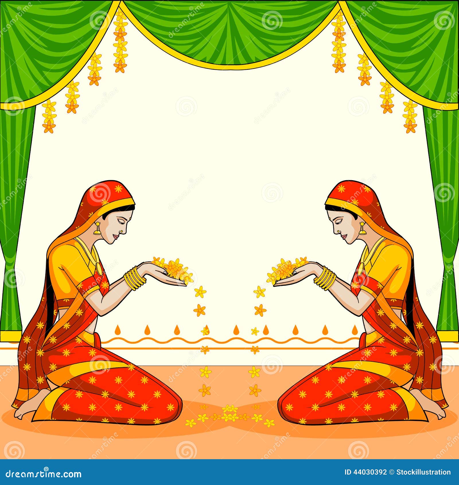 Indian Woman Welcoming with Flower Stock Vector - Illustration of ... Indian Woman Welcoming with Flower Stock Vector - Illustration of ...