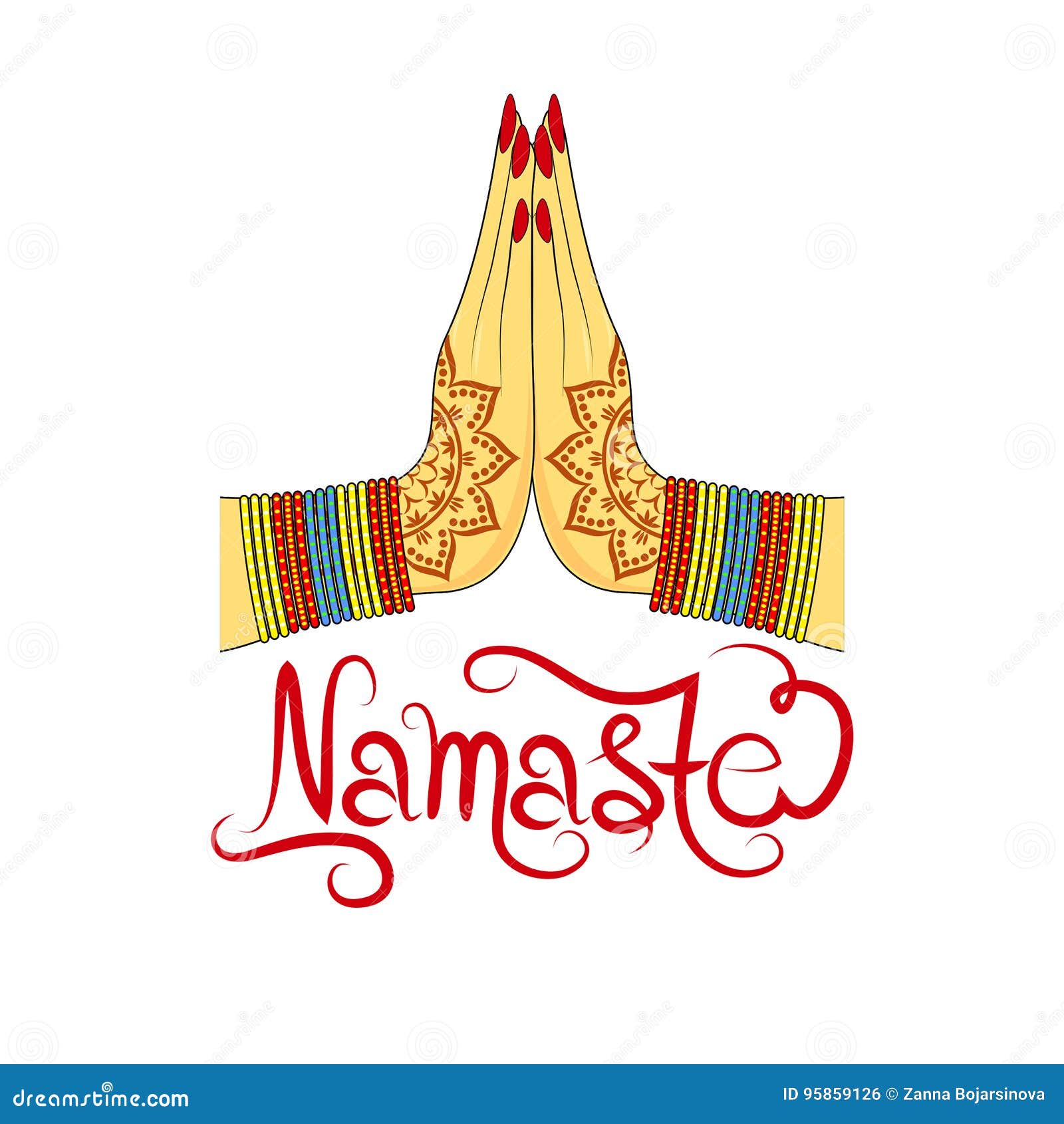 Indian Womans Hand Greeting Vector Illustration | CartoonDealer.com ...