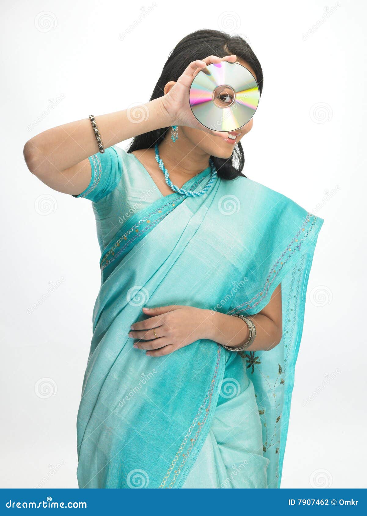 Indian women with the CD stock photo. Image of brunette - 7907462