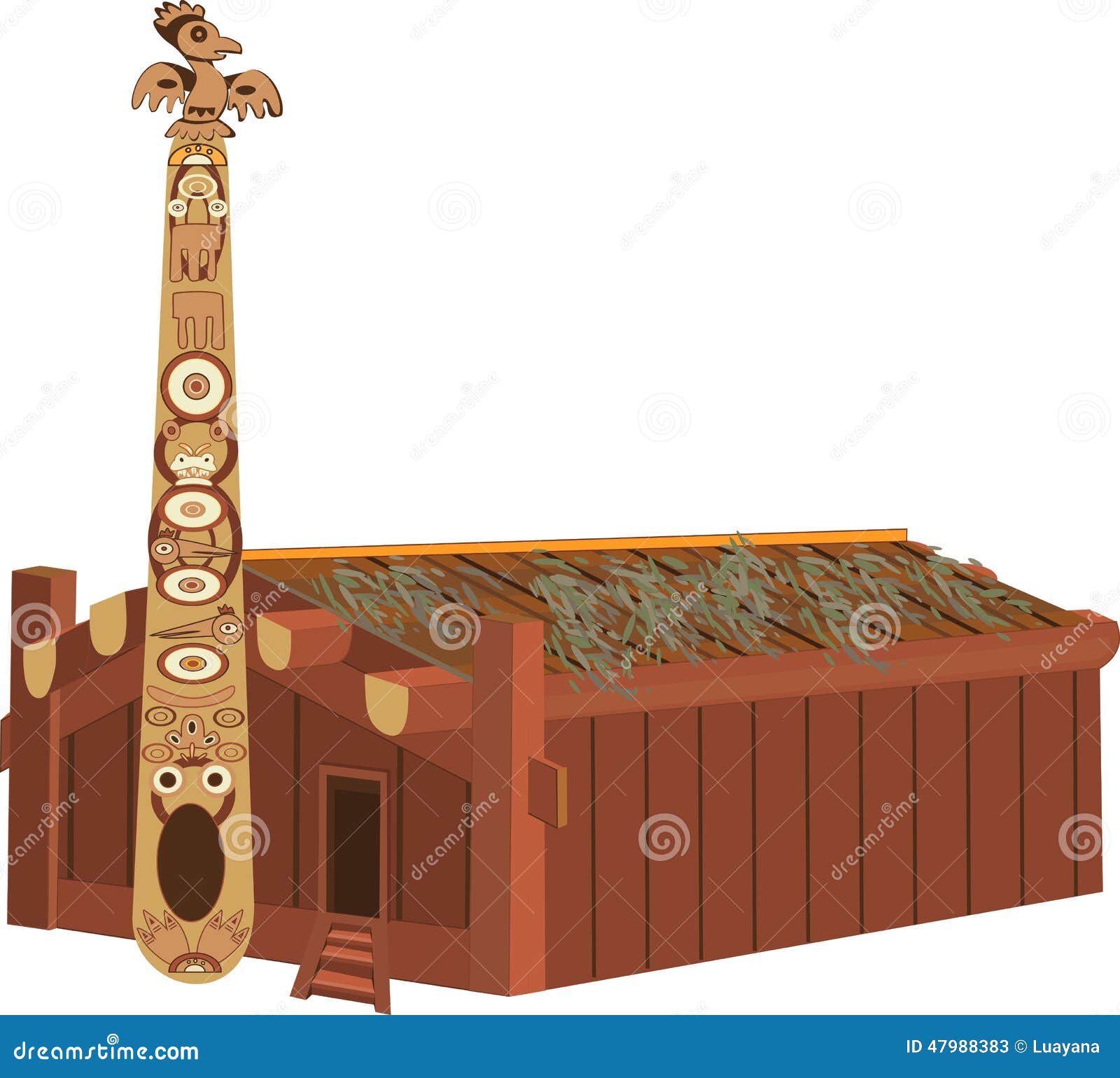 Indian Wooden Hut Vector Illustration | CartoonDealer.com #47559556