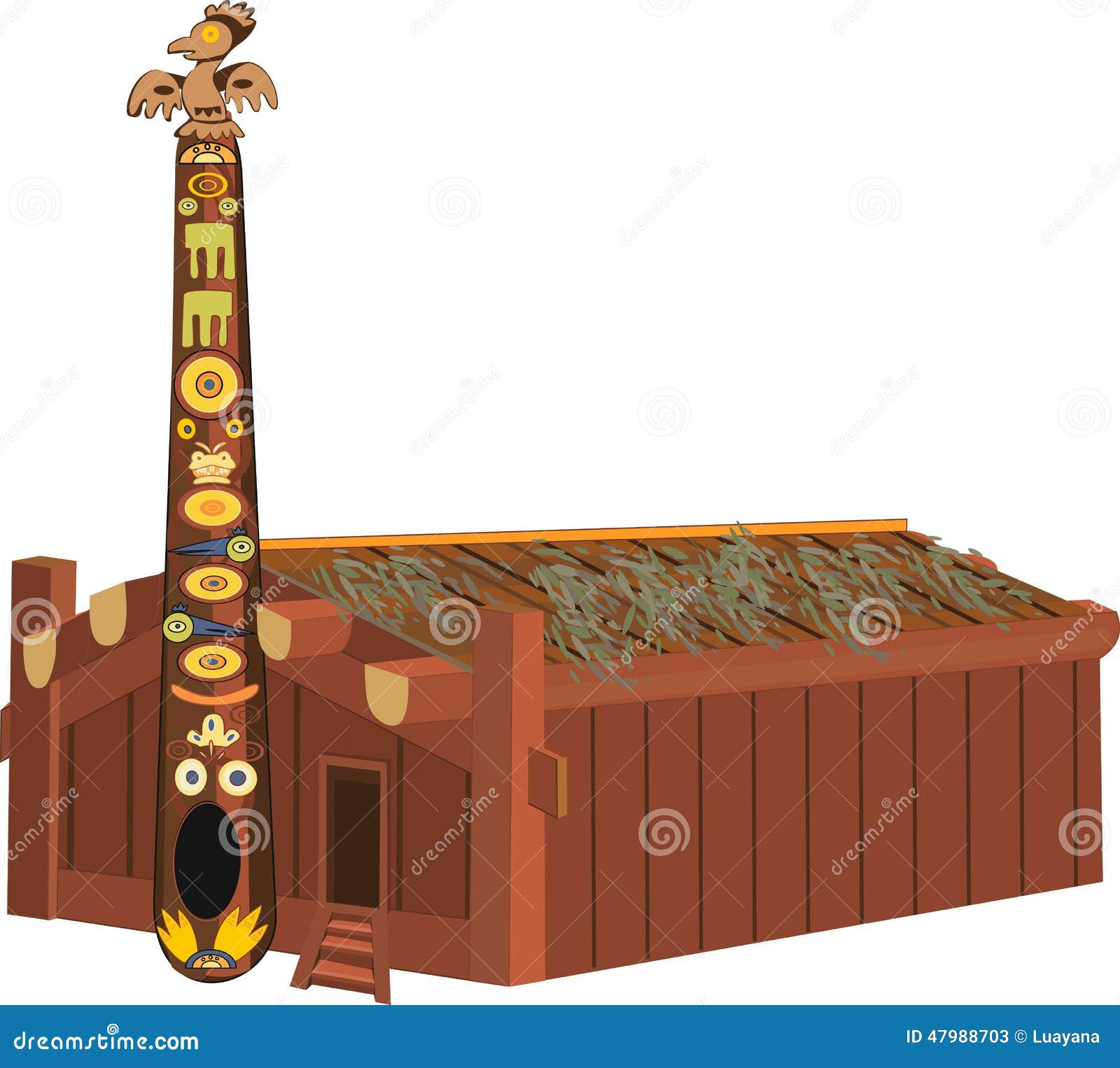 Indian Wooden Hut Cartoon Vector | CartoonDealer.com #47988703