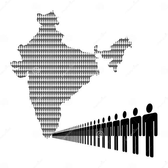 Indian workforce with map stock vector. Illustration of queue - 7751590