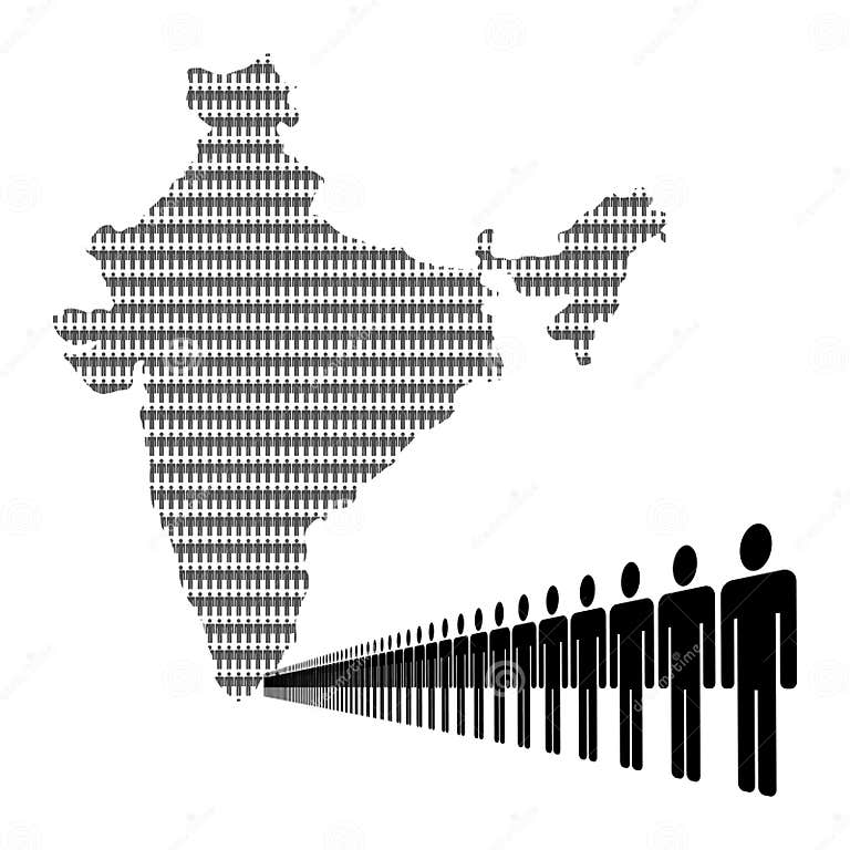 Indian workforce with map stock vector. Illustration of queue - 7751590