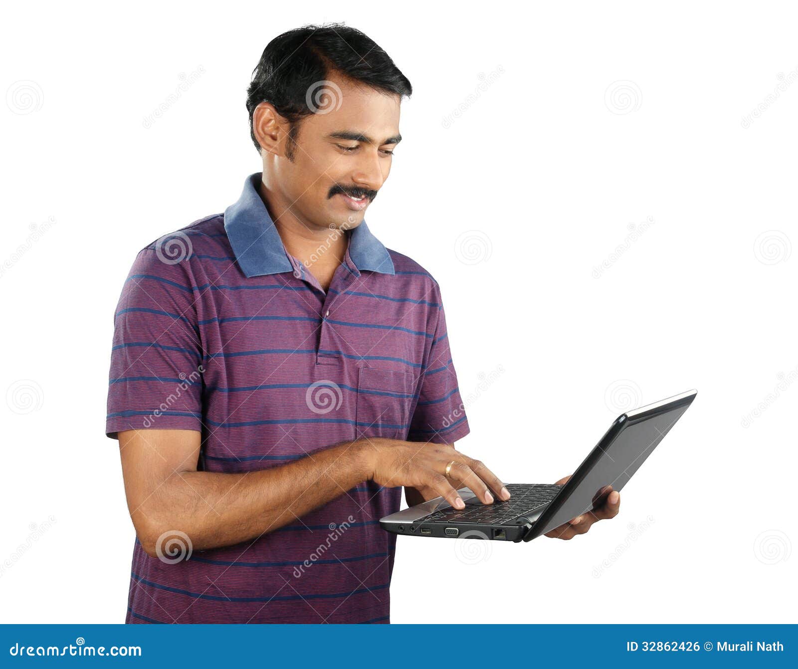 Indian Young Man with Laptop Stock Photo - Image of people, expression ...