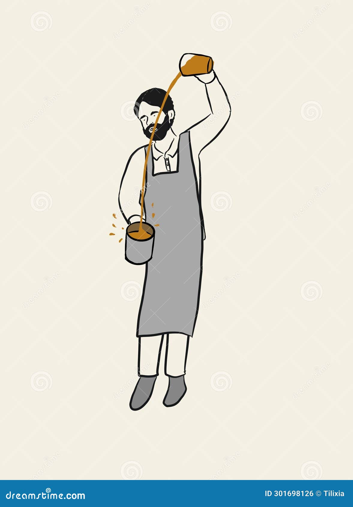 Indian Young Man Pulling Milk Tea, Teh Tarik Stock Illustration ...
