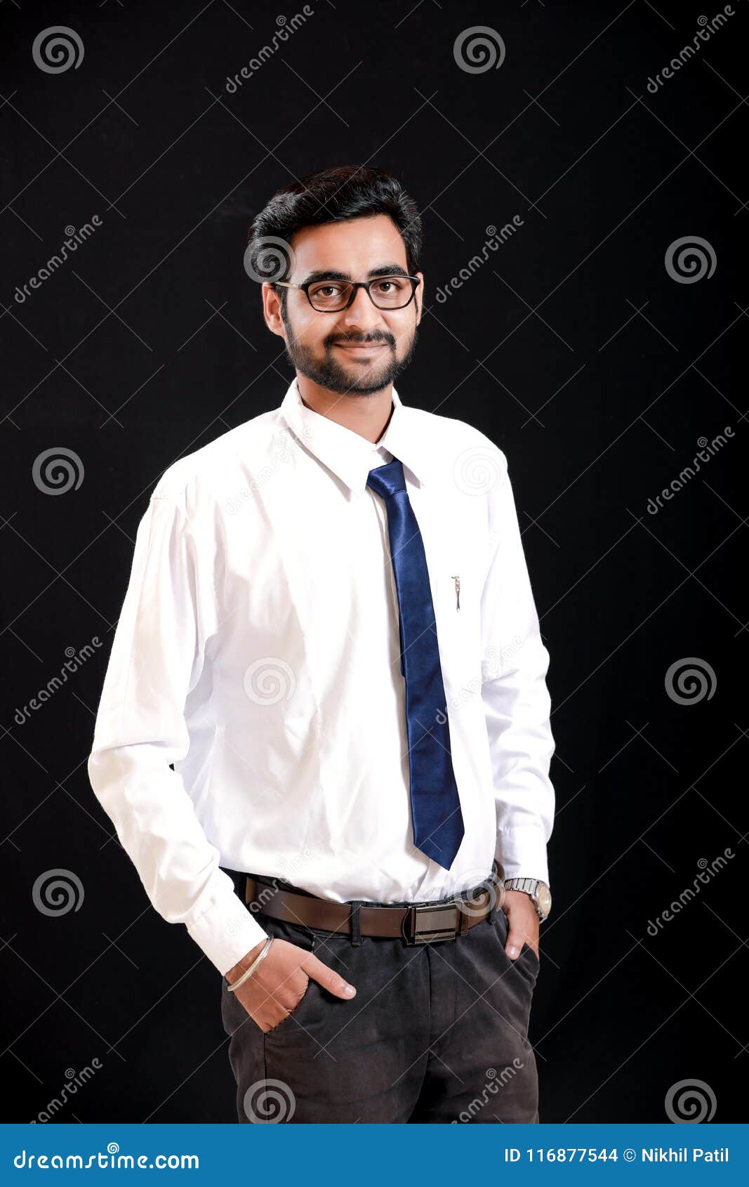 Indian Young Man on Spectacles Stock Photo - Image of jumping, black ...
