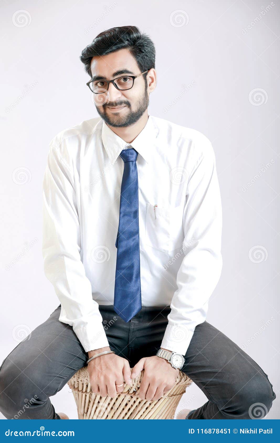 Indian Young Man on Spectacles Stock Image - Image of jumping, black ...