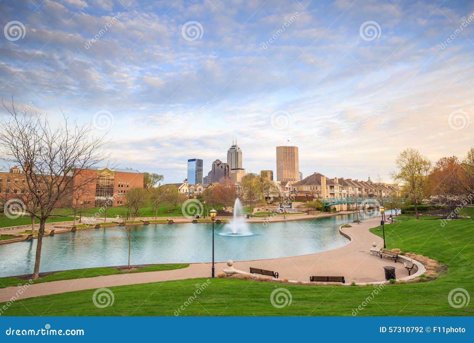 Indiana Central Canal stock photo. Image of running, cityscape - 57310792