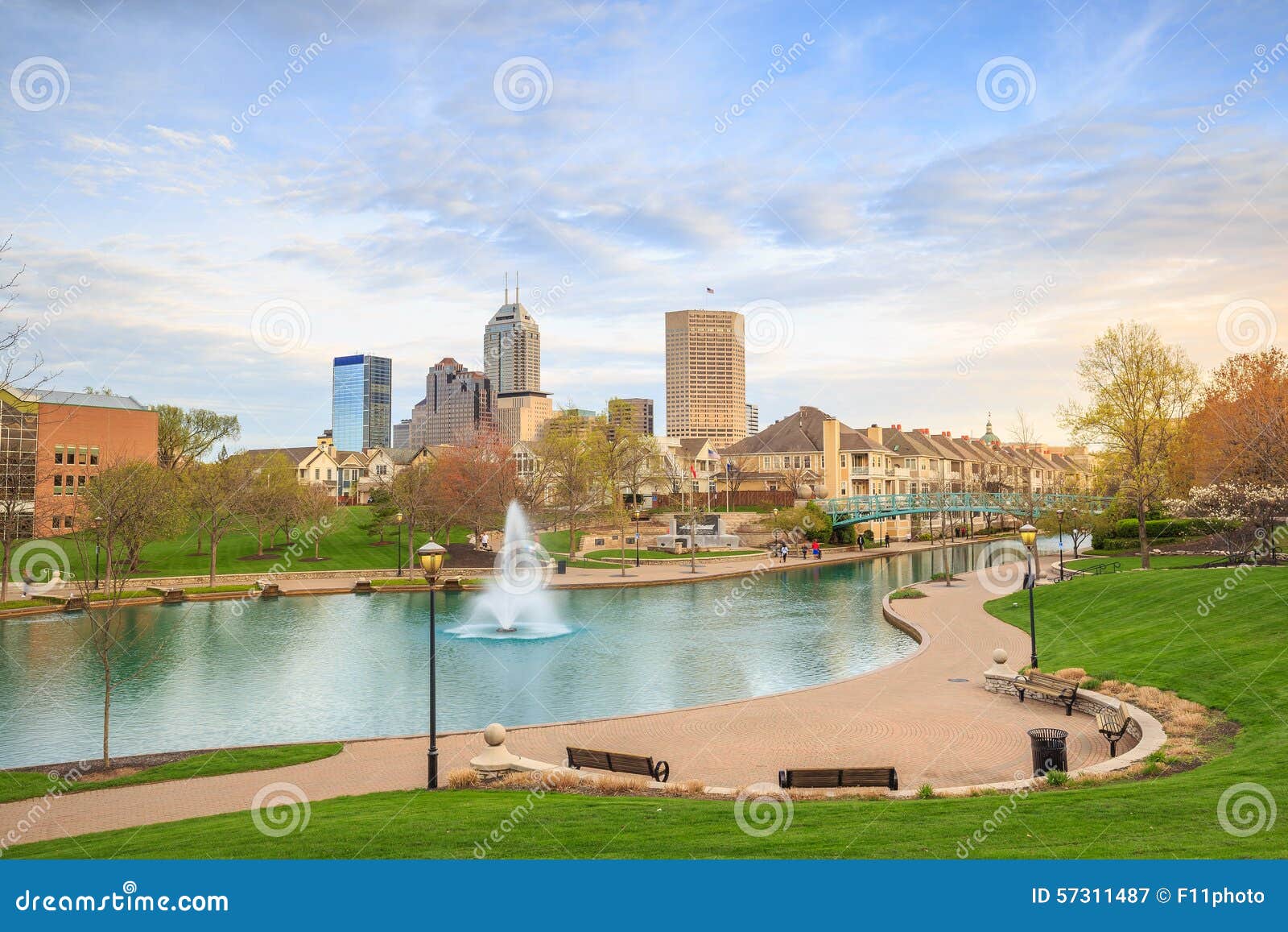 Indiana Central Canal stock image. Image of scene, downtown - 57311487