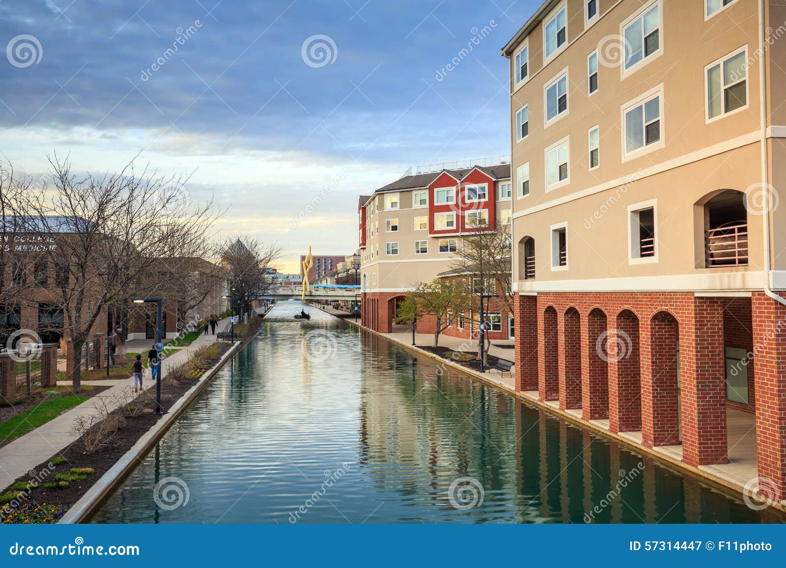 Indiana Central Canal stock image. Image of residential - 57314447