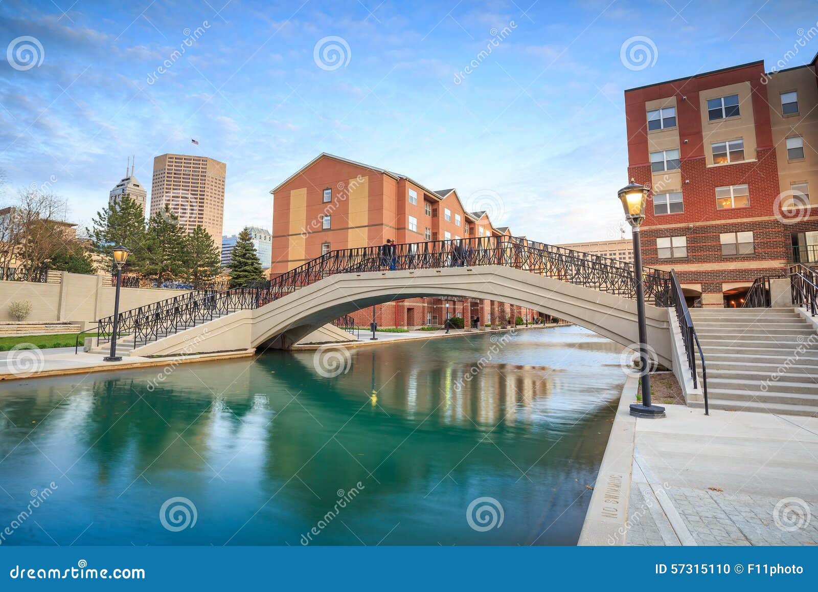 Indiana Central Canal stock photo. Image of tower, cityscape - 57315110
