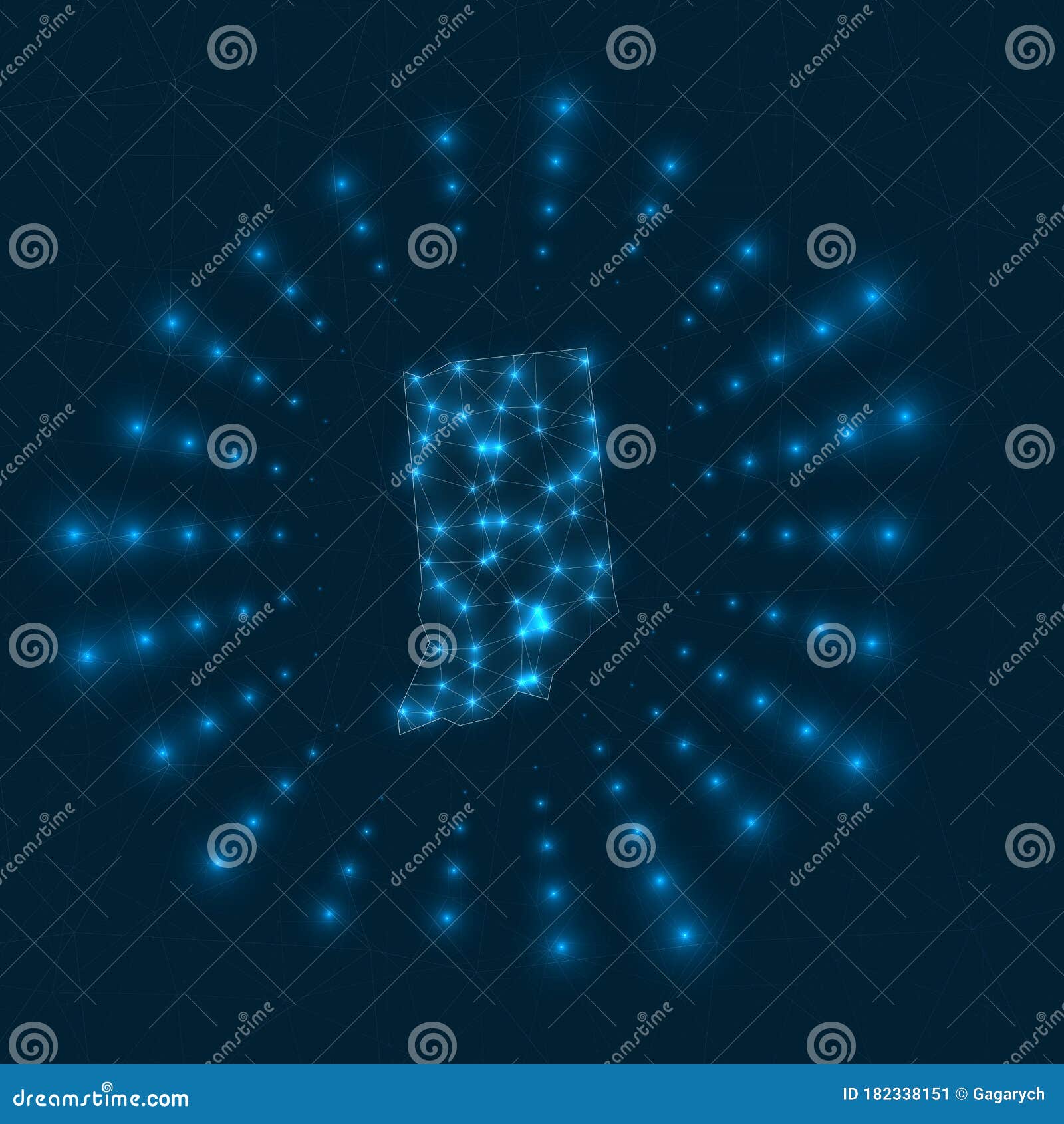 Indiana digital map. stock vector. Illustration of line - 182338151