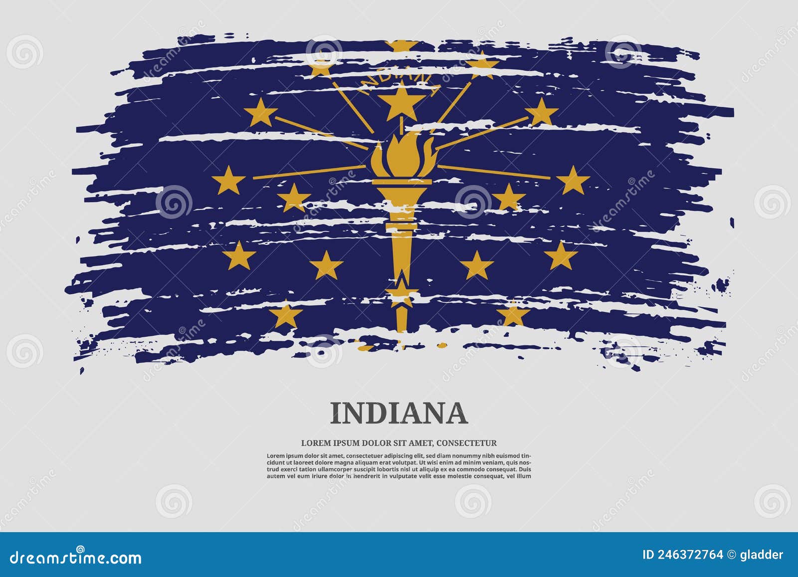 Indiana Flag with Brush Stroke Effect and Information Text Poster ...