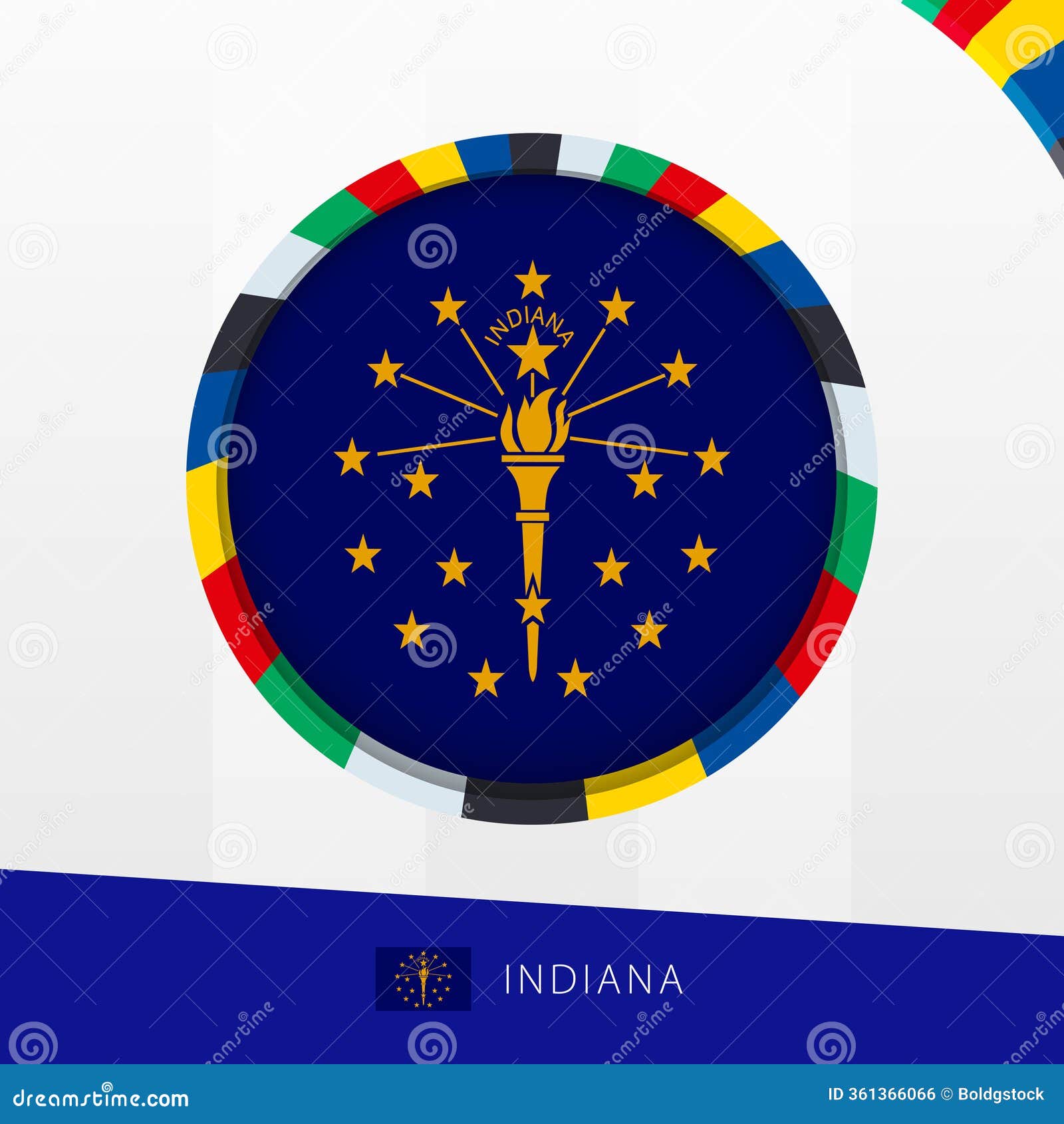 Indiana Map Flag. Map Of IN, USA With The Hoosier State Flag. Cartoon ...